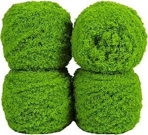 Uiopa Fluffy Yarn 4 x 100g, Soft Fluffy Wool Coral Velvet Yarn, 3-Ply ...