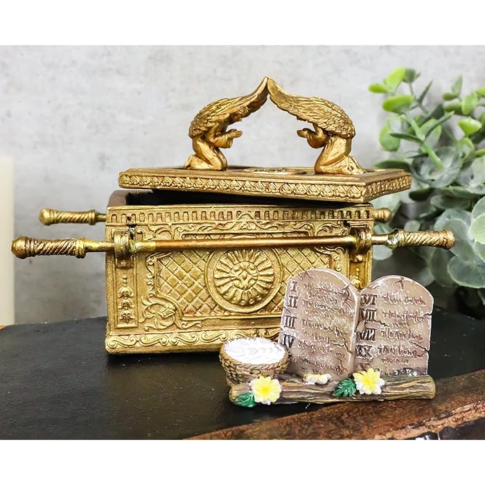 Buy Ebros Matte Gold Holy Ark Of The Covenant With Ten Commandments Rod ...