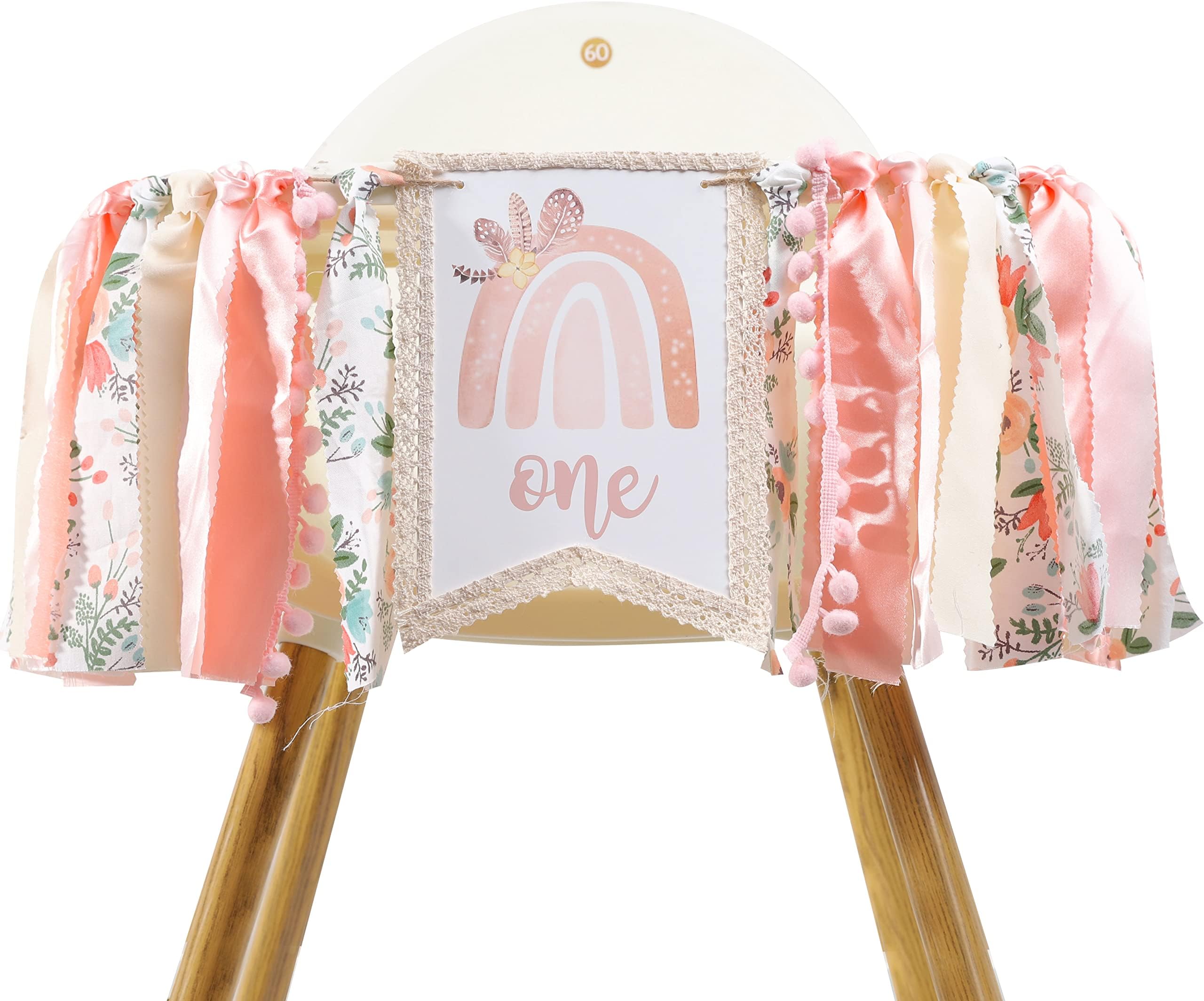 Amazon.com: Boho Rainbow One Birthday High Chair Banner,Baby Rainbow ...