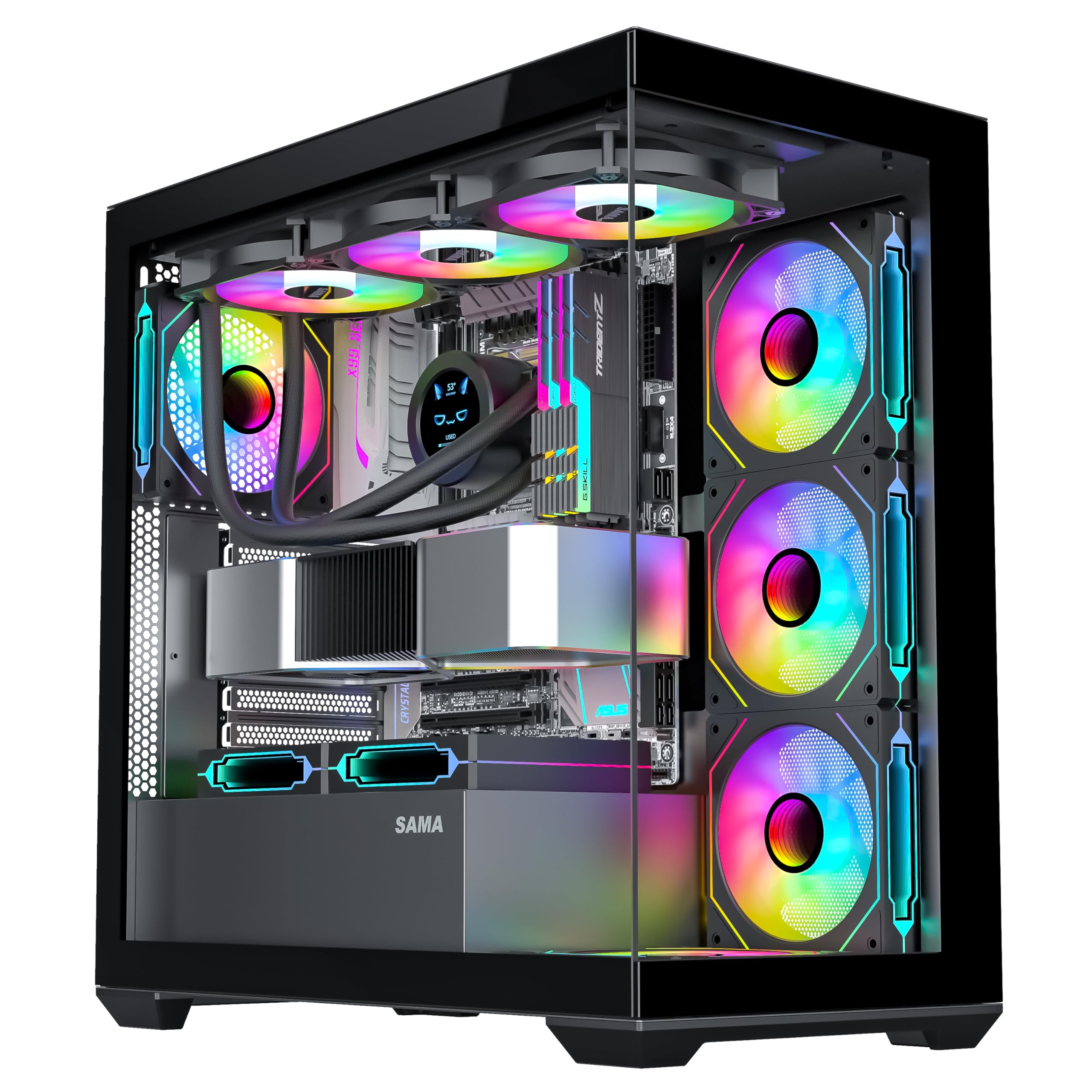 Buy SAMA PC CASE ATX 4 ARGB Fans Pre-Installed, Type-C Mid Tower ...