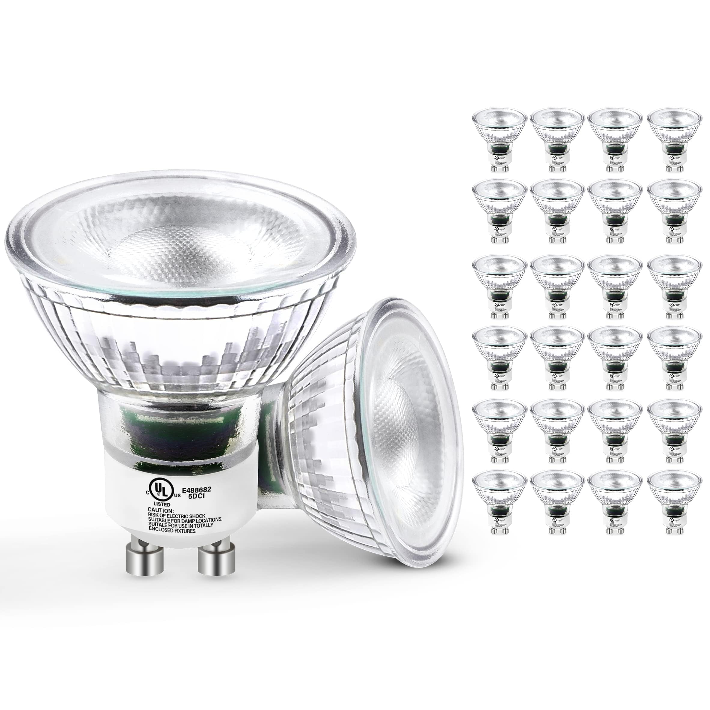 Snapklik.com : 24 Pack Dimmable GU10 LED Light Bulbs, 5.5W Bright 5000K ...