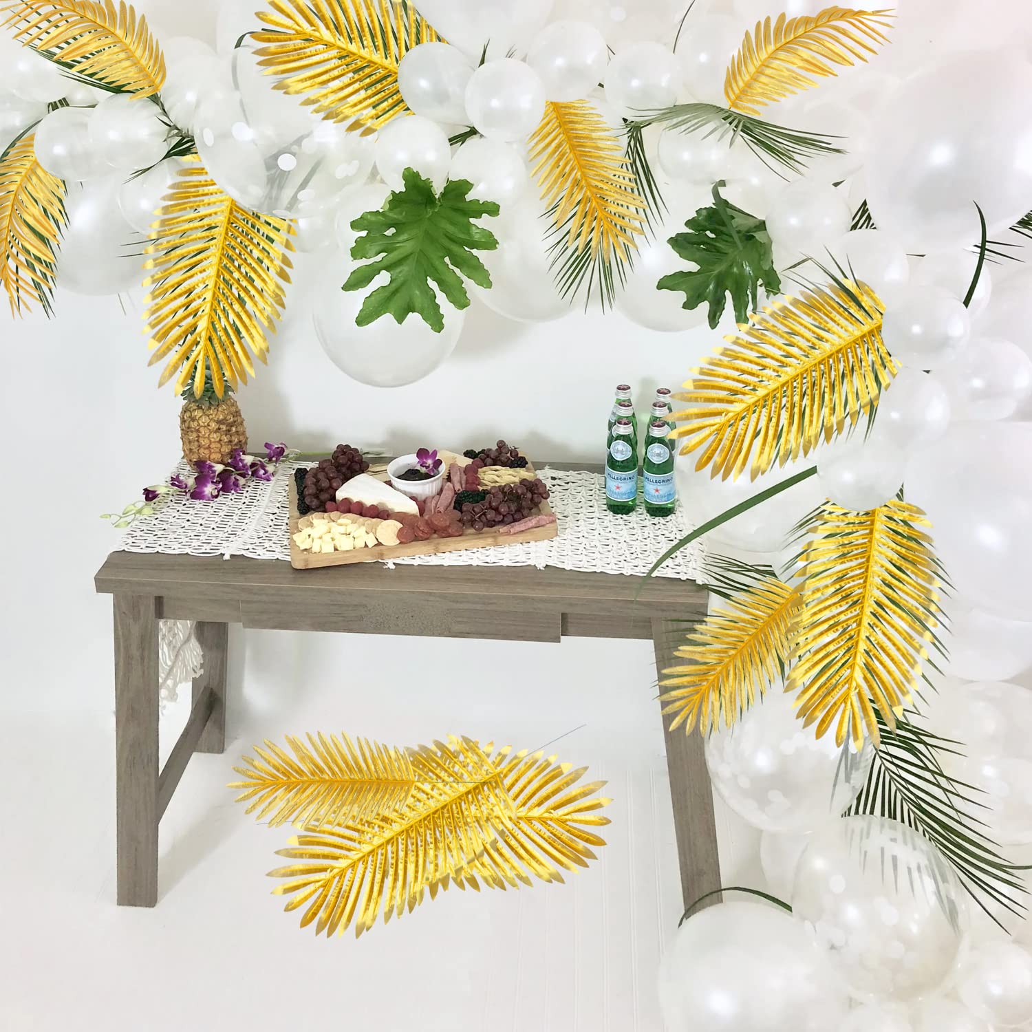 Snapklik.com : CCINEE 12 PCS Golden Artificial Palm Leaves, Assorted ...