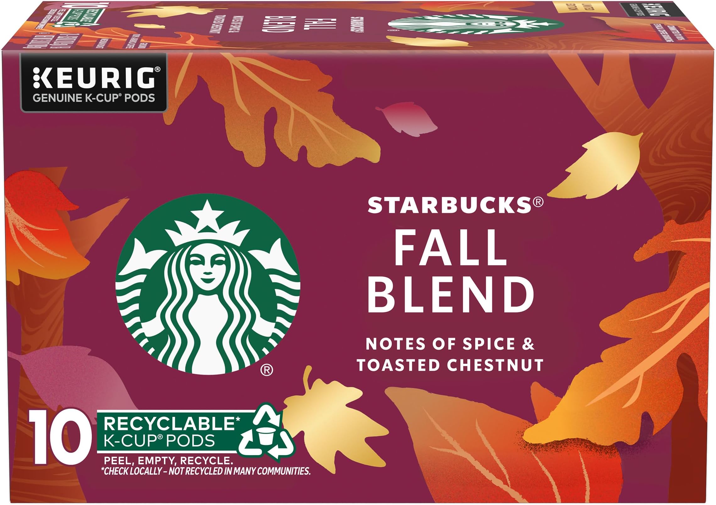 Amazon.com: Starbucks K-Cup Coffee Pods, Fall Blend Medium Roast Coffee ...