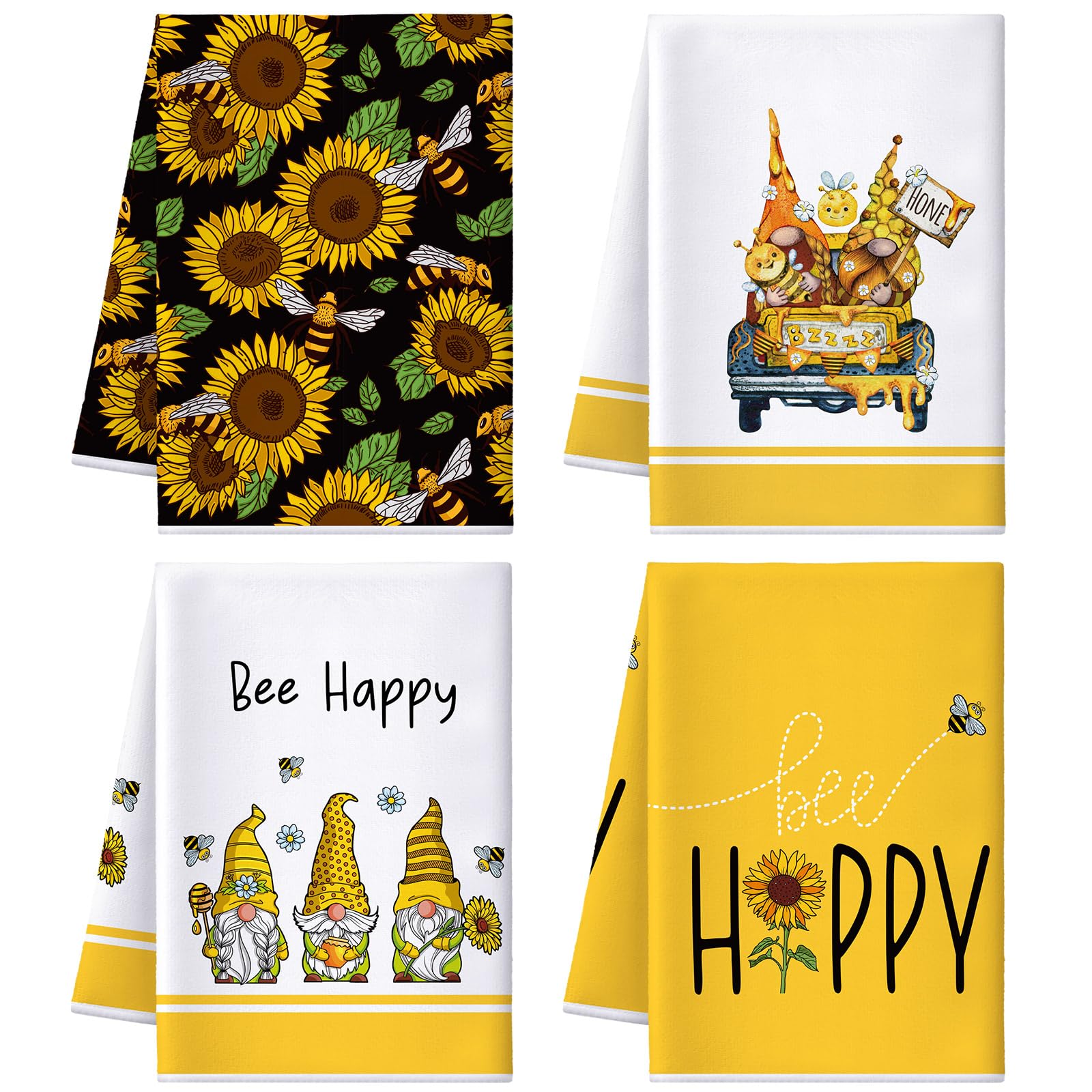Amazon.com: Tegeme 4 Pcs Bee Kitchen Towel Honey Bee Dish Towels ...