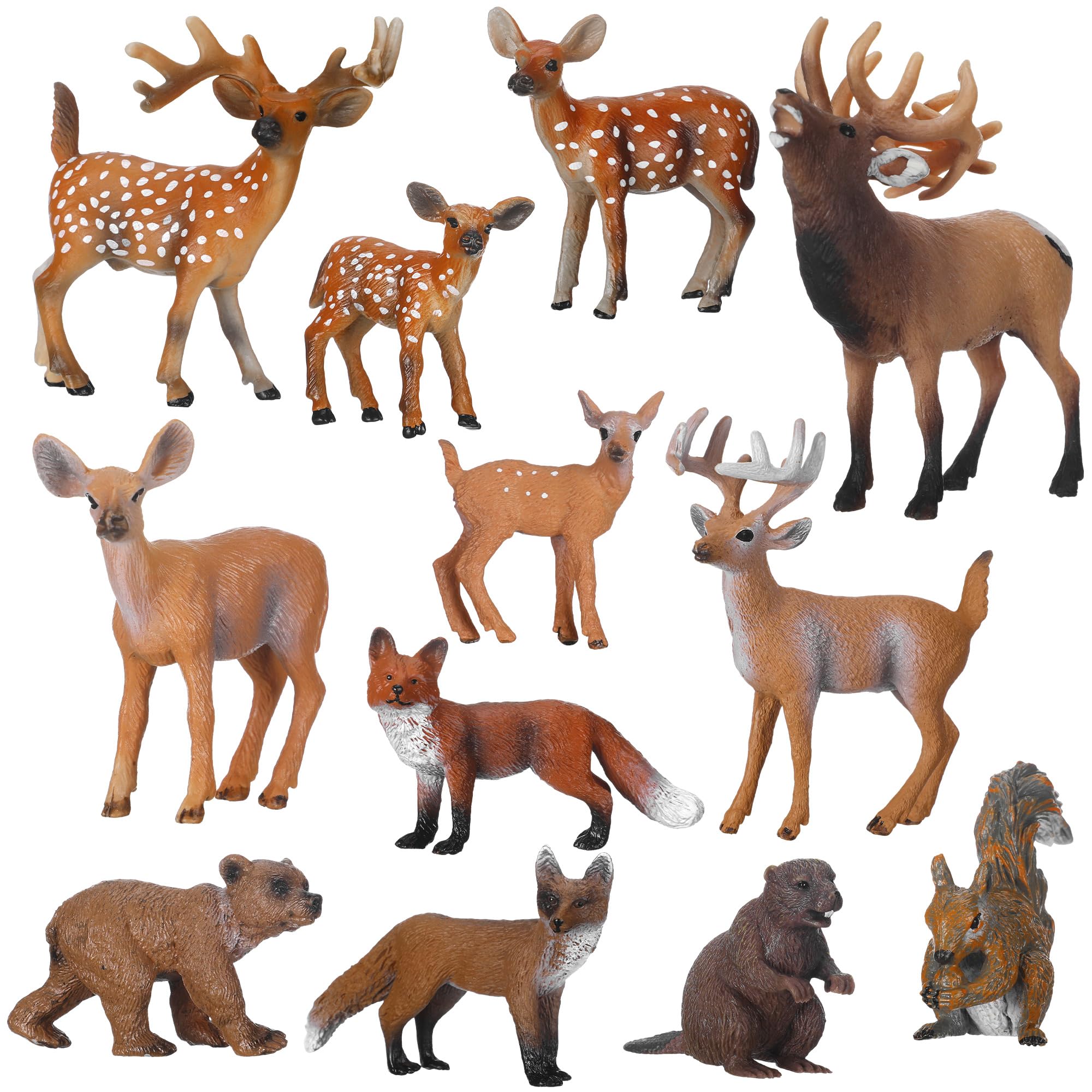 Amazon.com: WinnerWhy 12 Pcs Forest Animals Figures Woodland Creatures ...