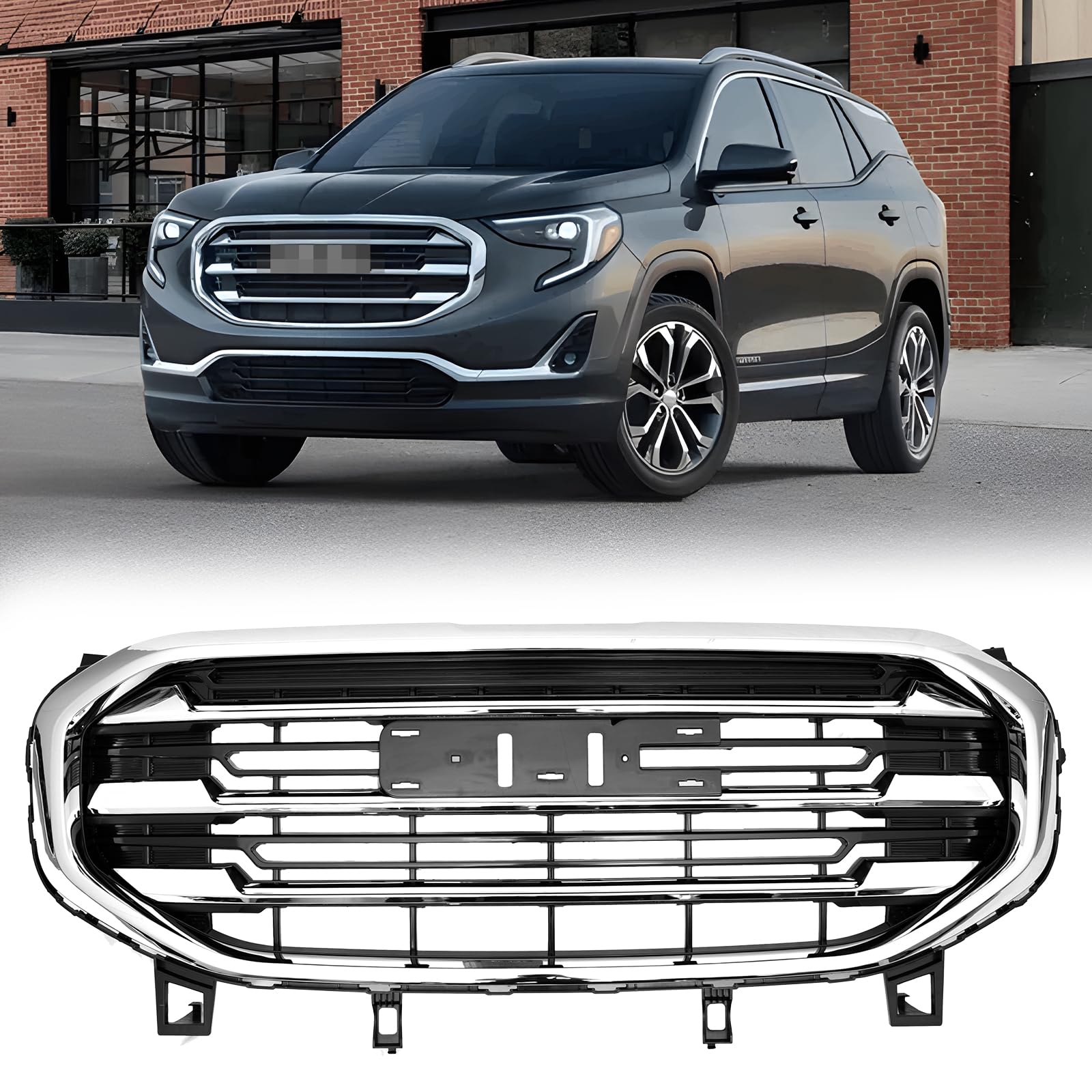 Amazon.com: CATYPATT Front Bumper Upper Chrome Grille Assembly Center ...