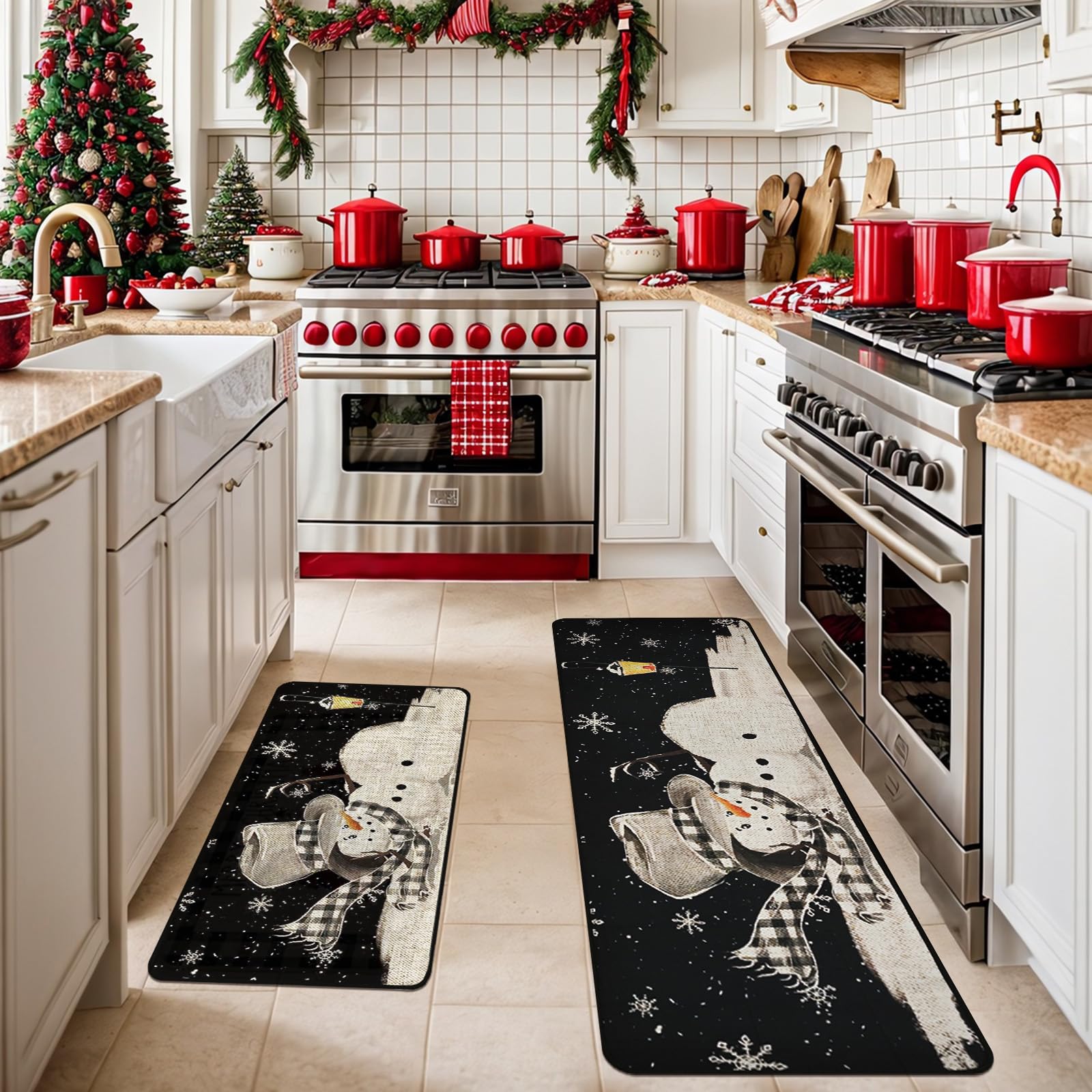 Amazon.com: MASHDE Merry Christmas Snowflakes Snowman Black and White ...