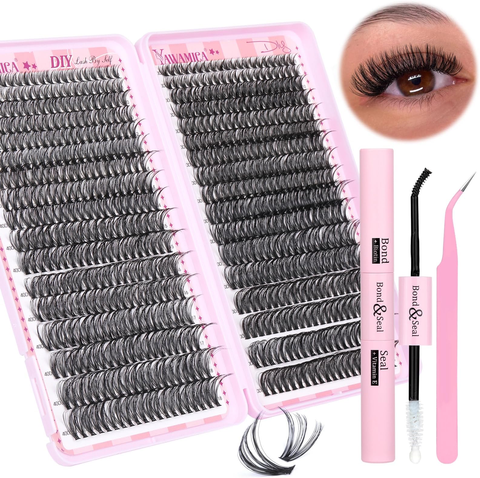 Amazon.com: Lash Extension Kit 680Pcs Individual Lashes Cluster Eyelash ...