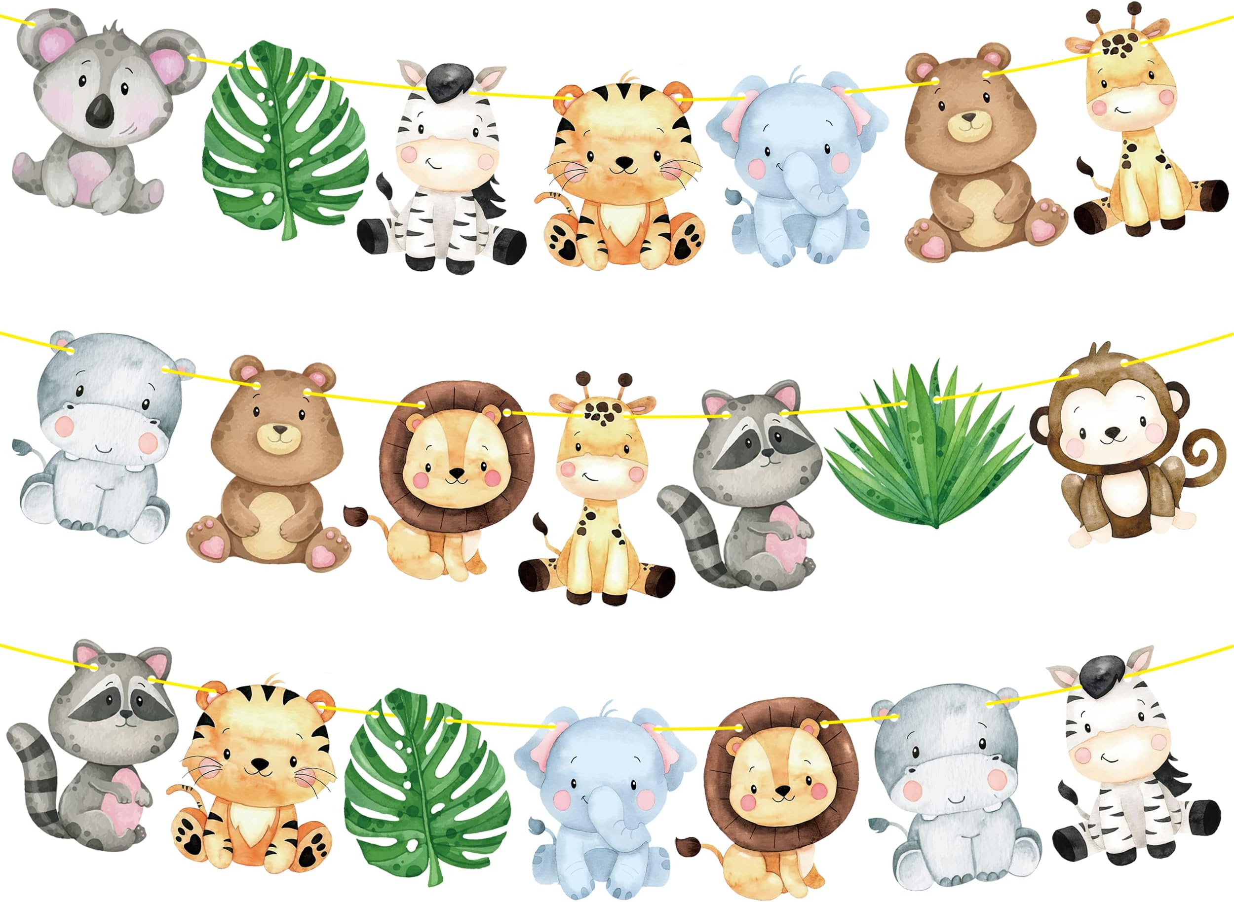 Amazon.com: Jungle Safari Banners 2pcs Safari Animals Birthday Party ...