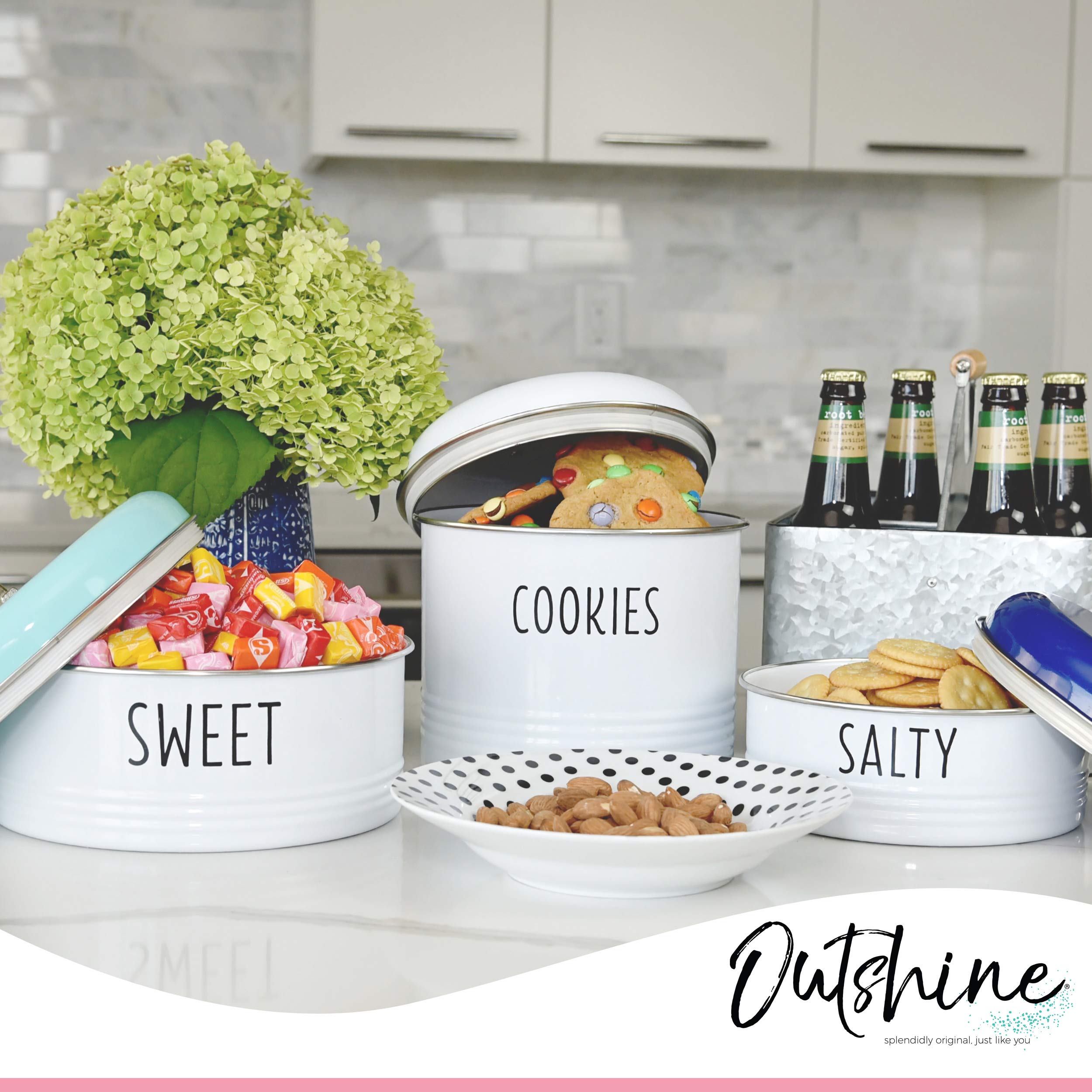 OUTSHINE White Cute Cookie Jar with Airtight Lids|Farmhouse Cookie Jar ...