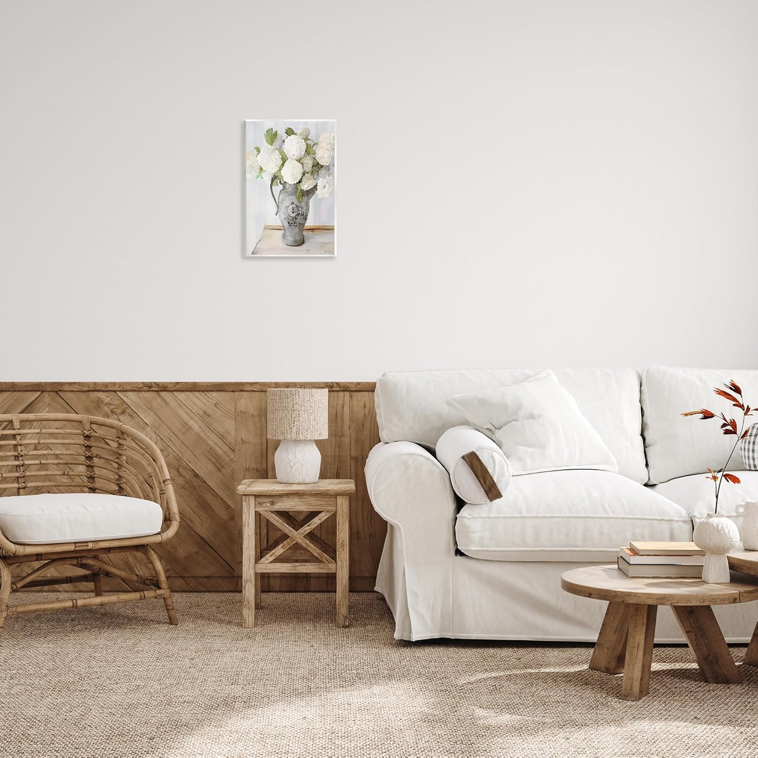 Stupell Industries Jarra de hortensia blanca en francés Bodegón, diseñada por Stellar Design ...