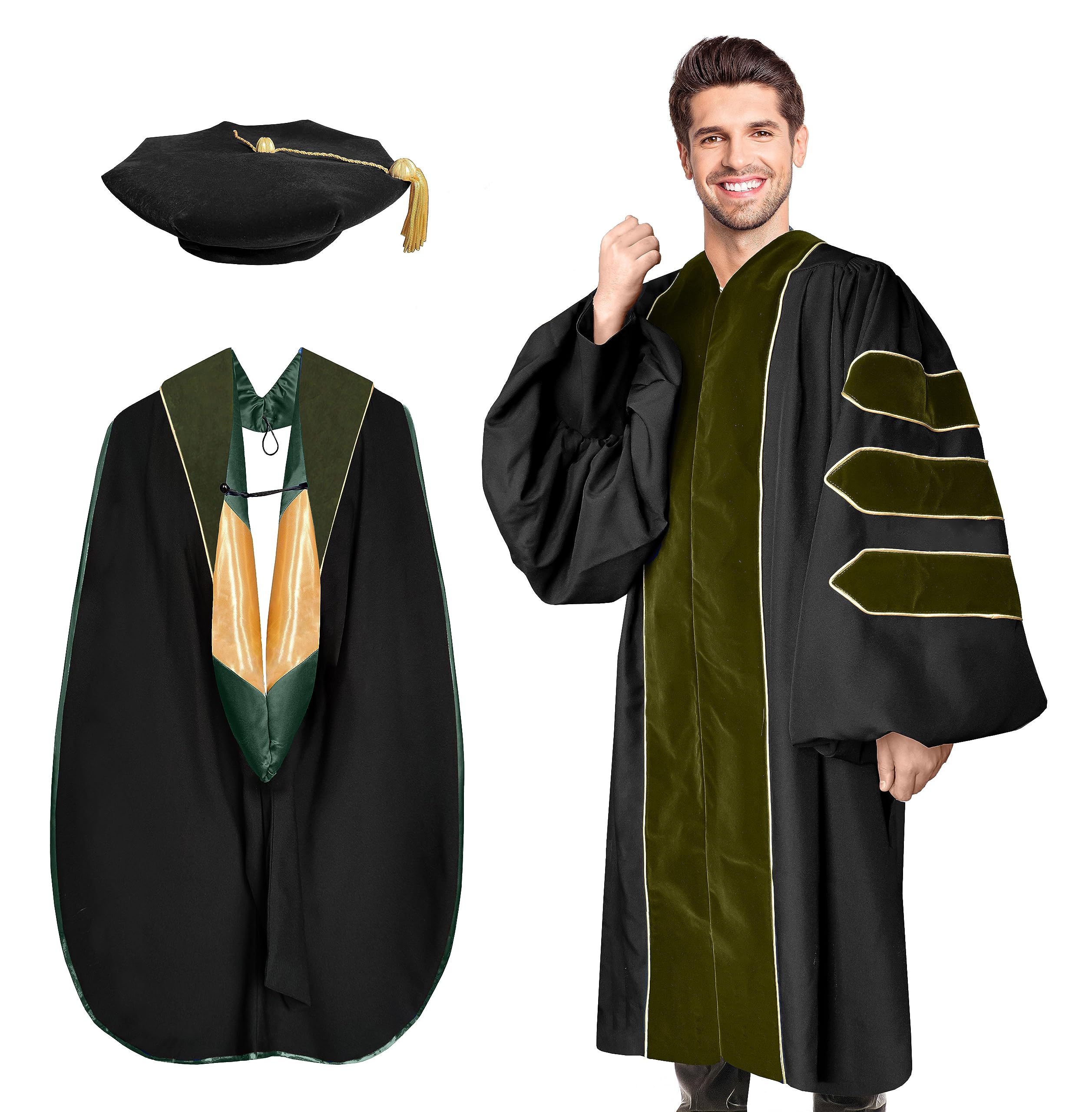 Snapklik.com : YIIOSS Unisex Deluxe Doctoral Graduation Gown
