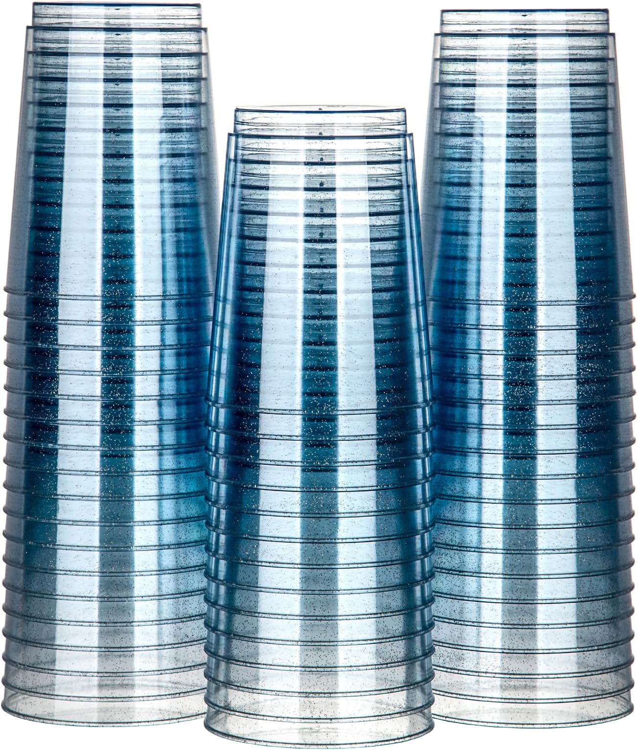 Amazon.com: Homy Feel 10 Oz Blue Glitter Plastic Cups 50PCS,Disposable ...