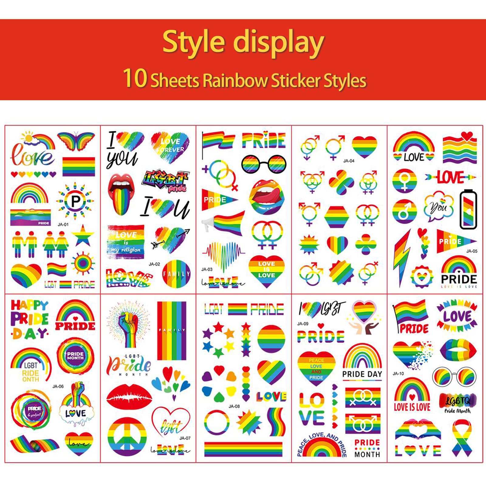 Snapklik.com : 20PCS Rainbow Pride Flag And 10 Sheets Rainbow Tattoos ...