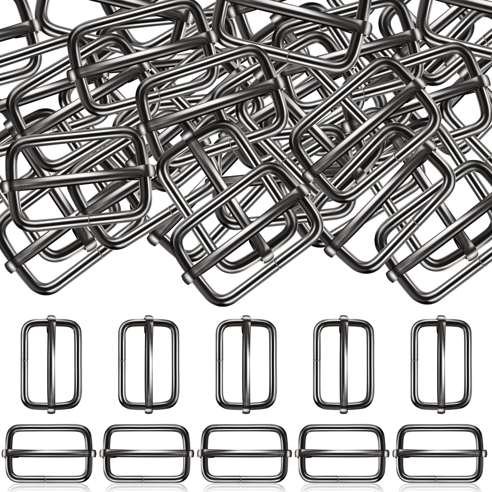 Amazon.com: Tatuo 50 Pcs Slide Buckle 1 Inch Metal Tri-glide Slides ...