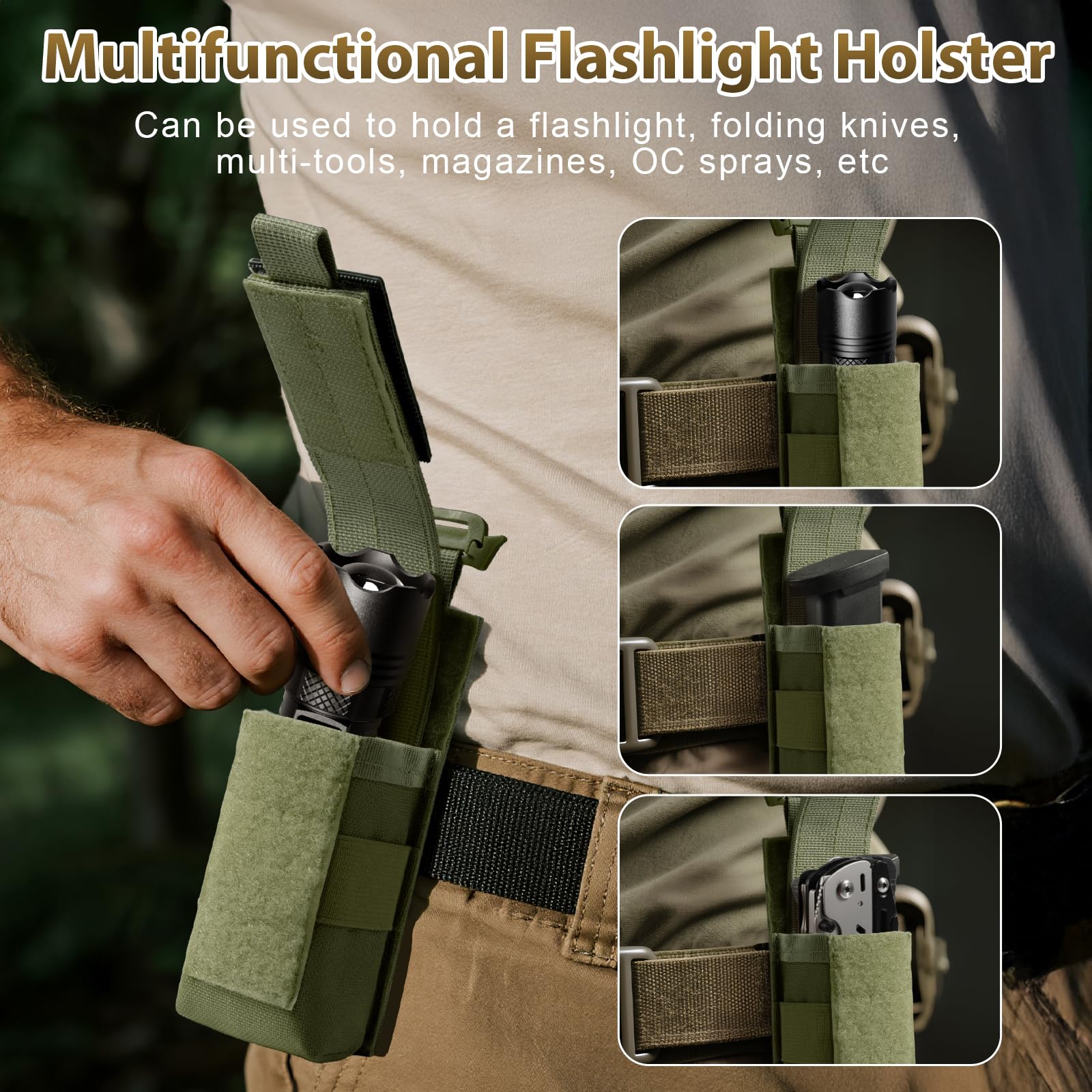 Snapklik.com : Tactical Flashlight Holster, Adjustable Flashlight Pouch ...