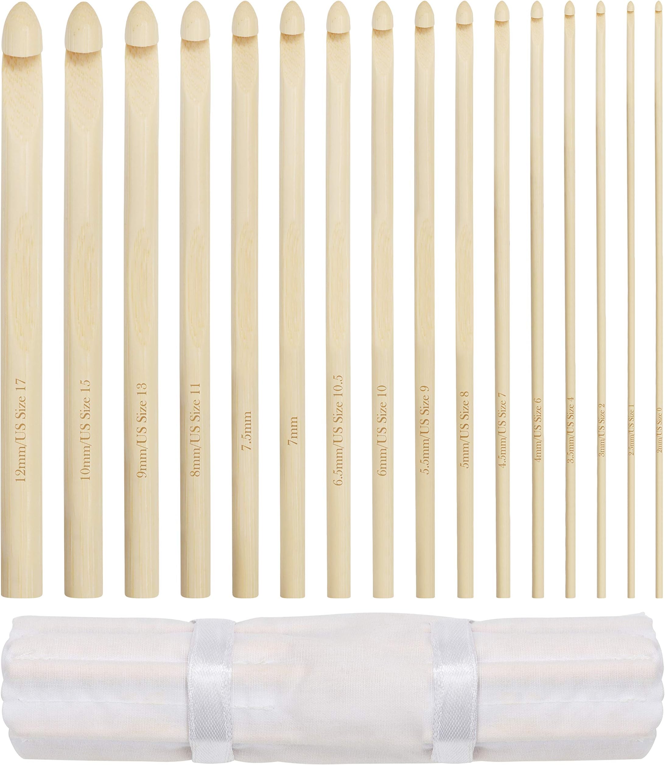 Curtzy Crochets Tricot en Bambou (16 tailles) - Aiguille Crochet de 15 ...