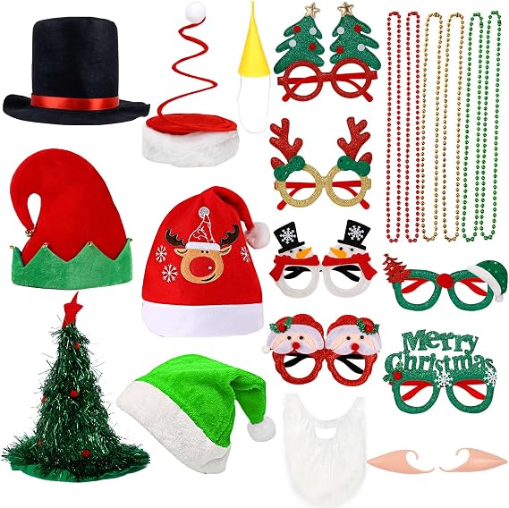 Amazon.com: 21 Pcs Funny Christmas Party Photo Booth Props Kit ...