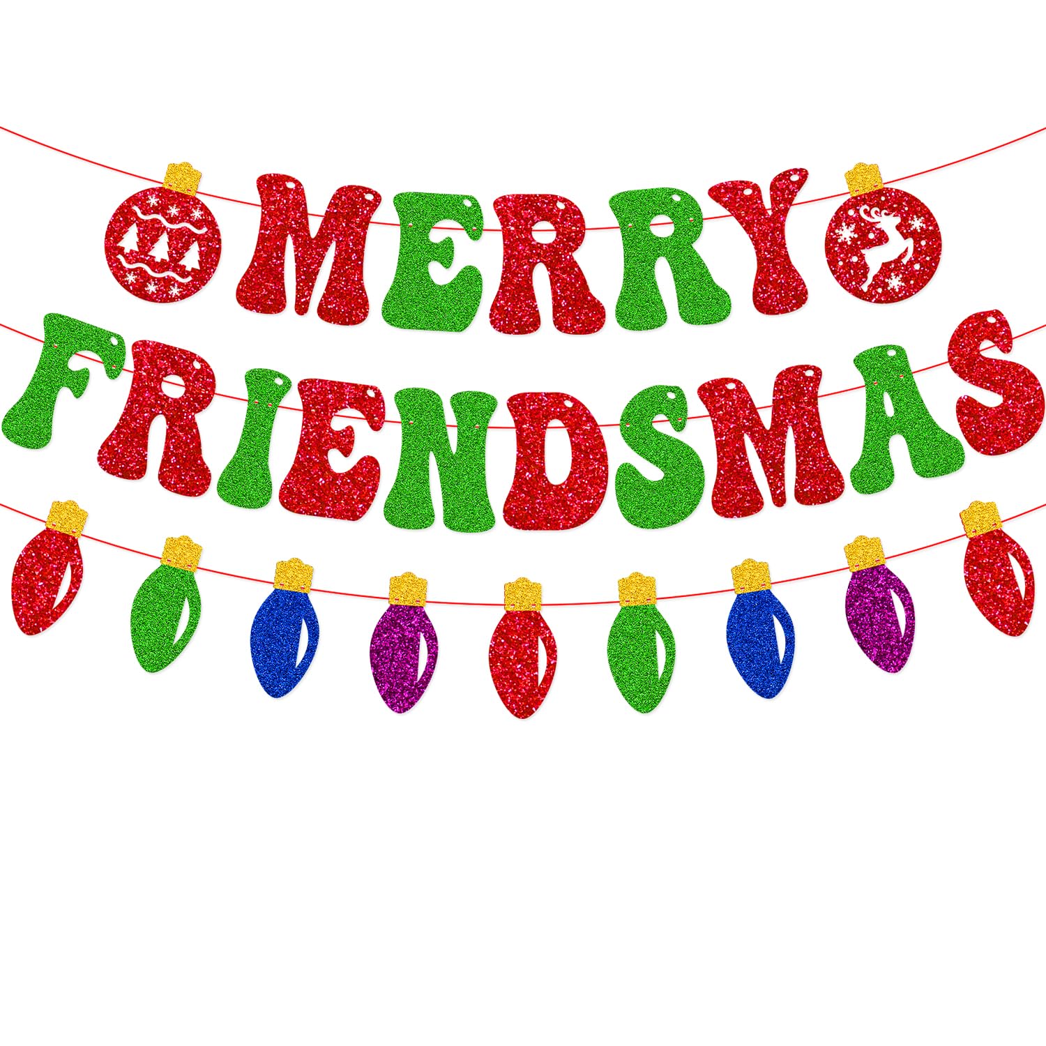 Amazon.com: Merry Friendsmas Banner Light Bulb Garland Merry Friendsmas ...