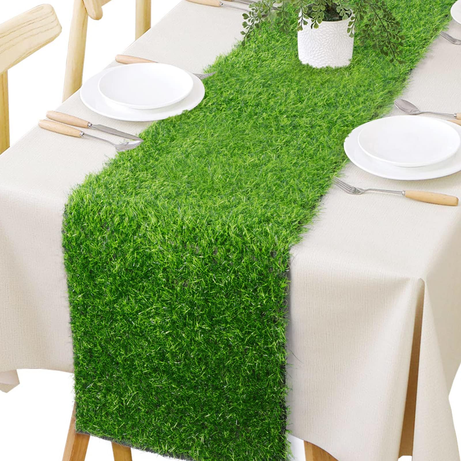 Amazon.com: 2 Pcs Grass Table Runner Green Artificial Tabletop Decor ...