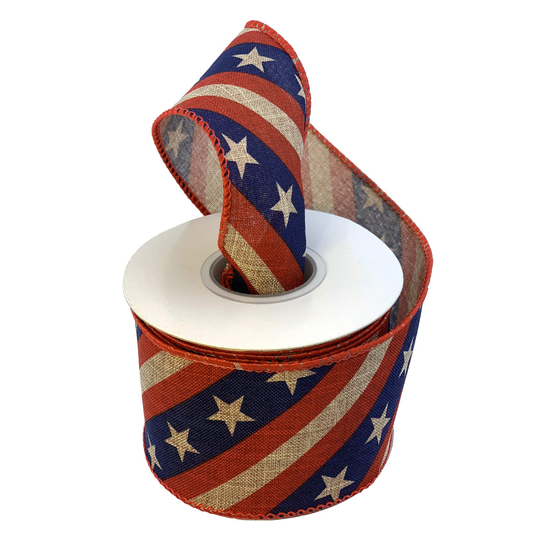 Amazon.com: Patriotic Tea Stained Wired Ribbon - 2 1/2" x 10 Yards ...