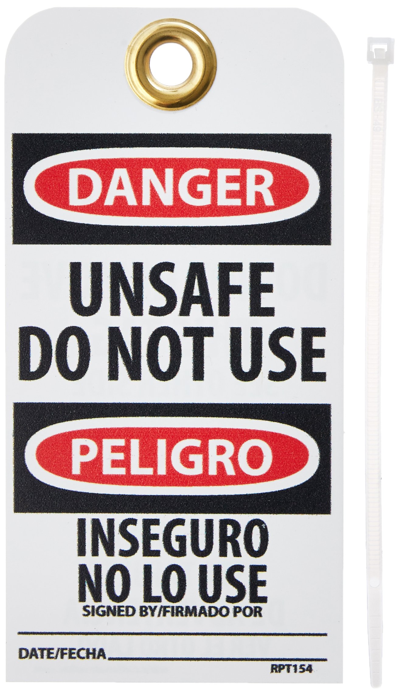 NMC RPT154G "Danger - Unsafe DO NOT USE" Bilingual Accident Prevention ...