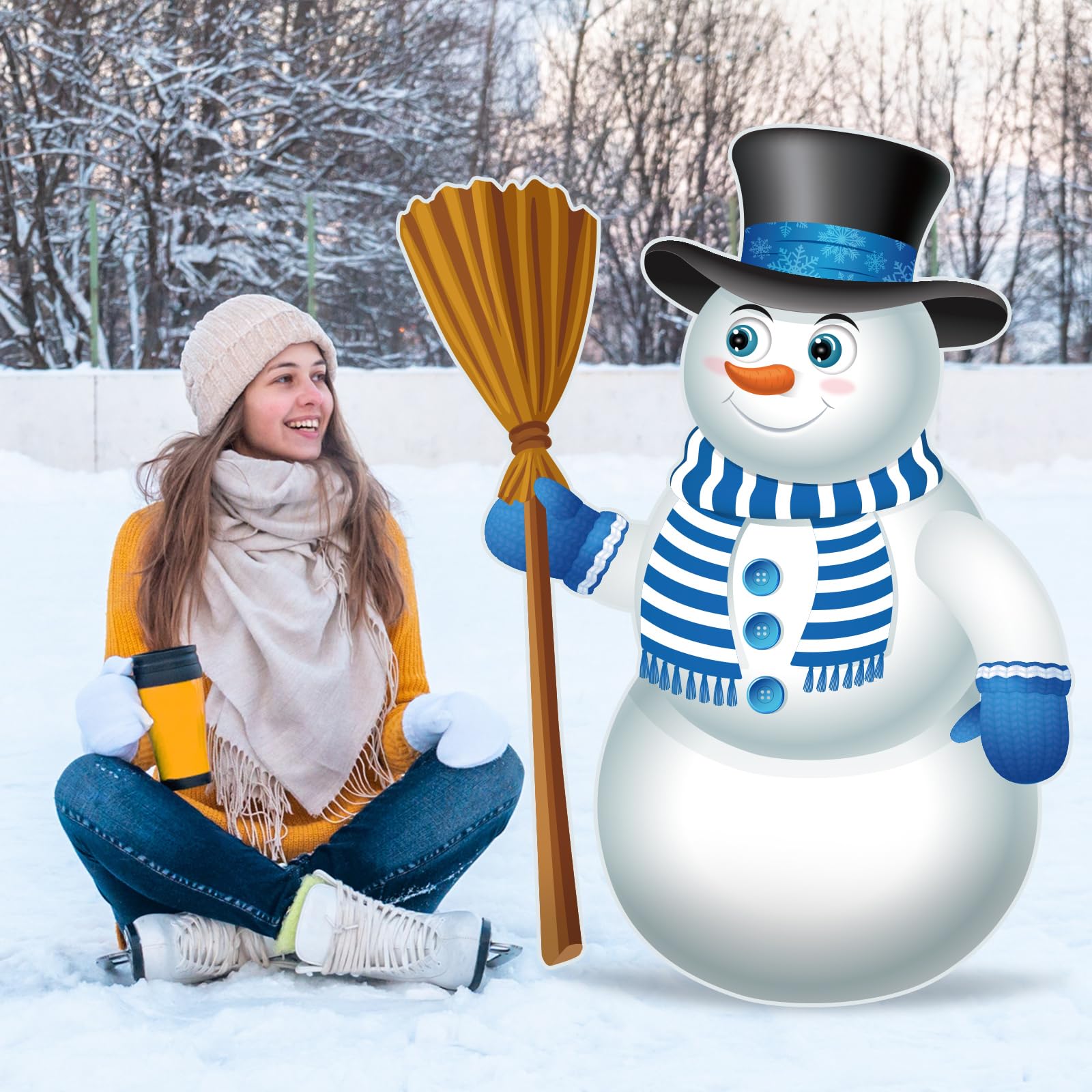Amazon.com: DoubleFill 3 ft Snowman Cardboard Cutout Standup Winter ...