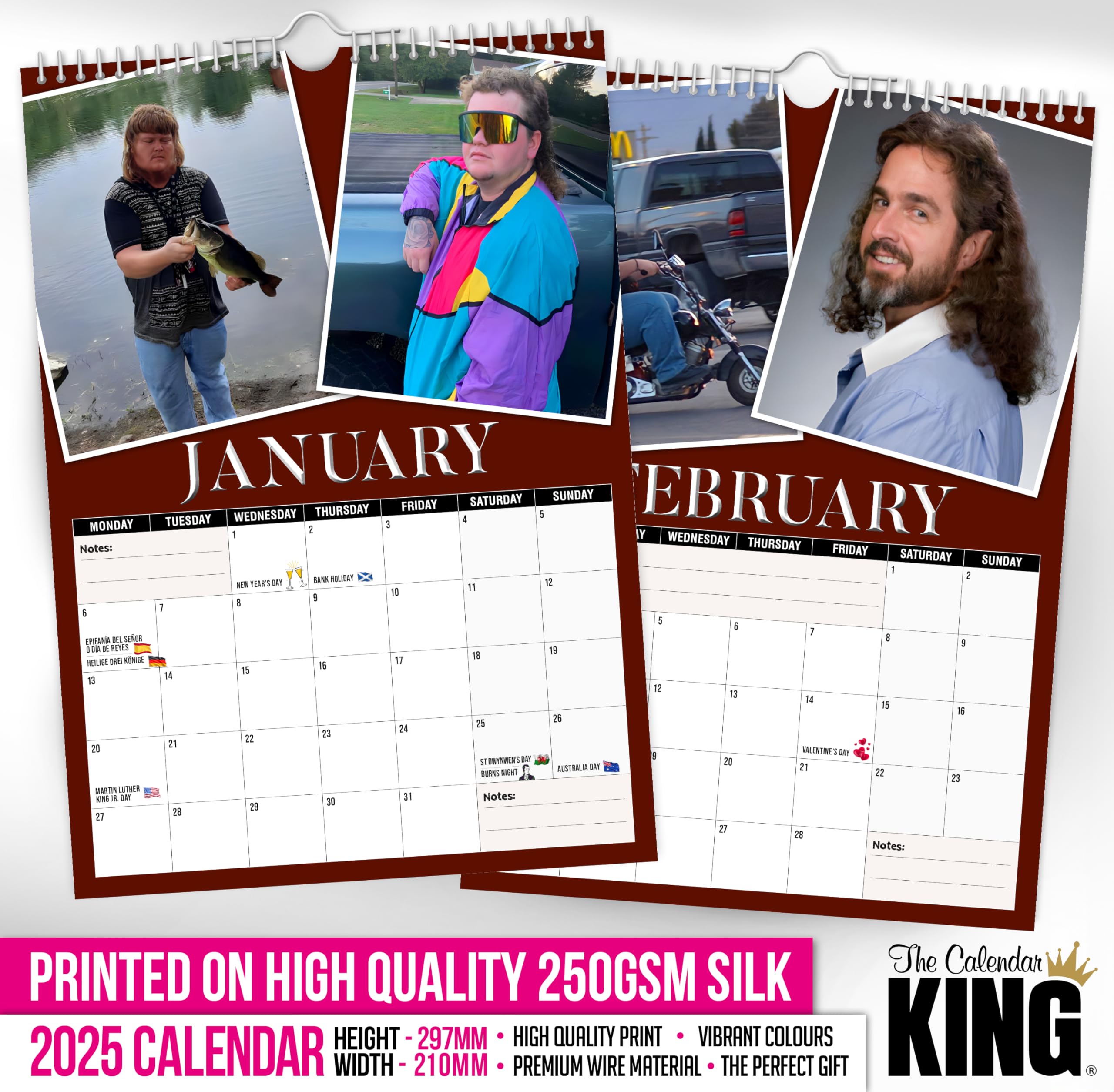 The Calendar King // Worlds Greatest Mullets – 2025 Wall Calendar (Full ...