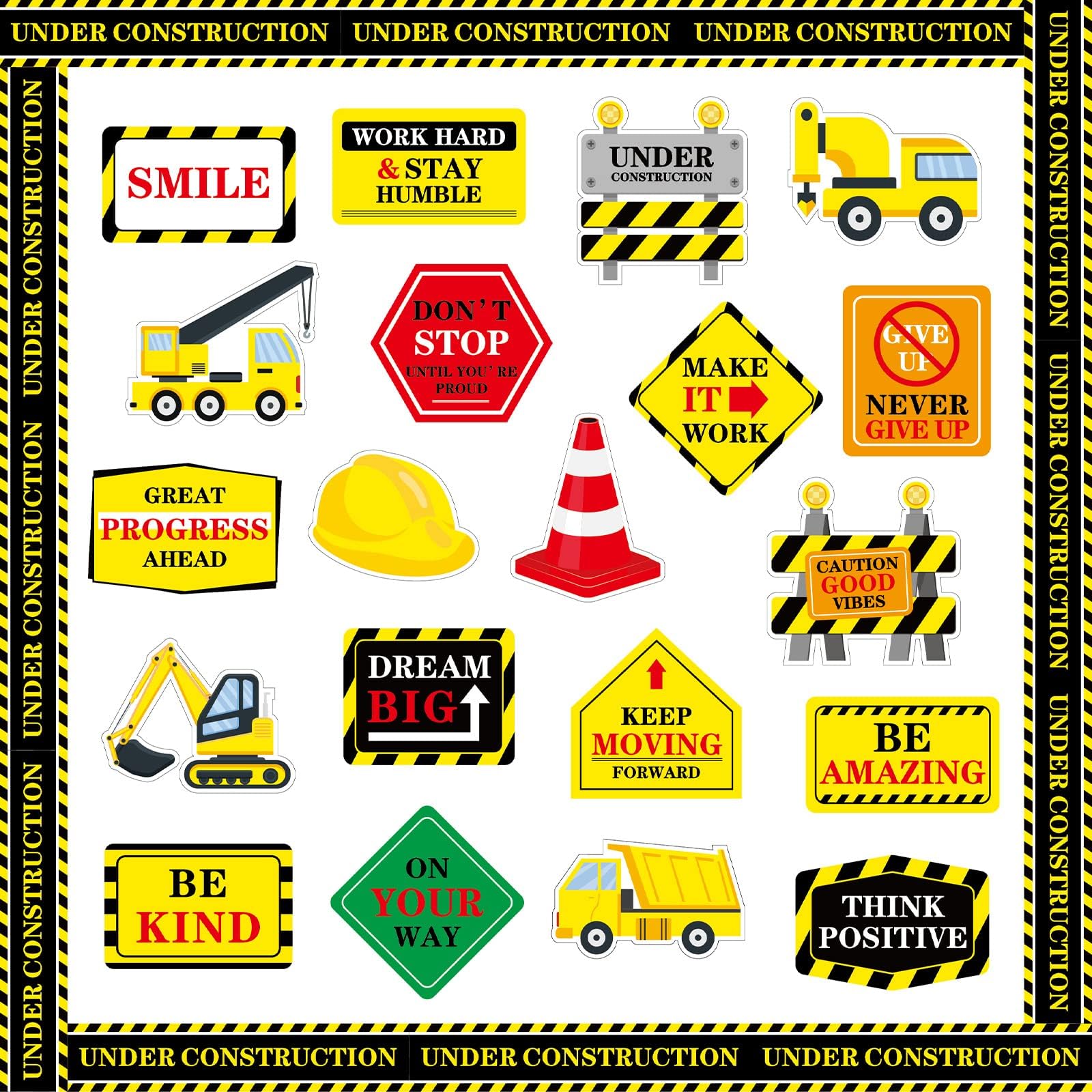 Amazon.com : Zonon 36 Pcs Construction Bulletin Board Welcome ...