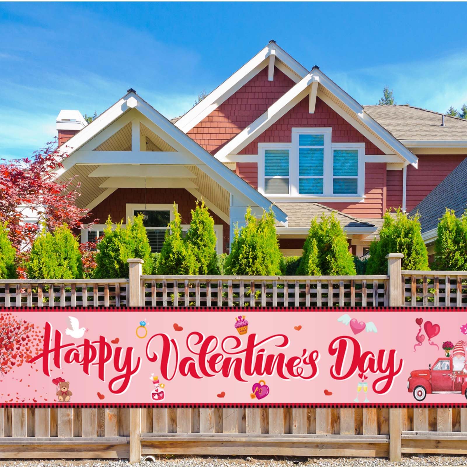 LAMEK Happy Valentine's Day Banner Extra Long Valentines Day Photo ...