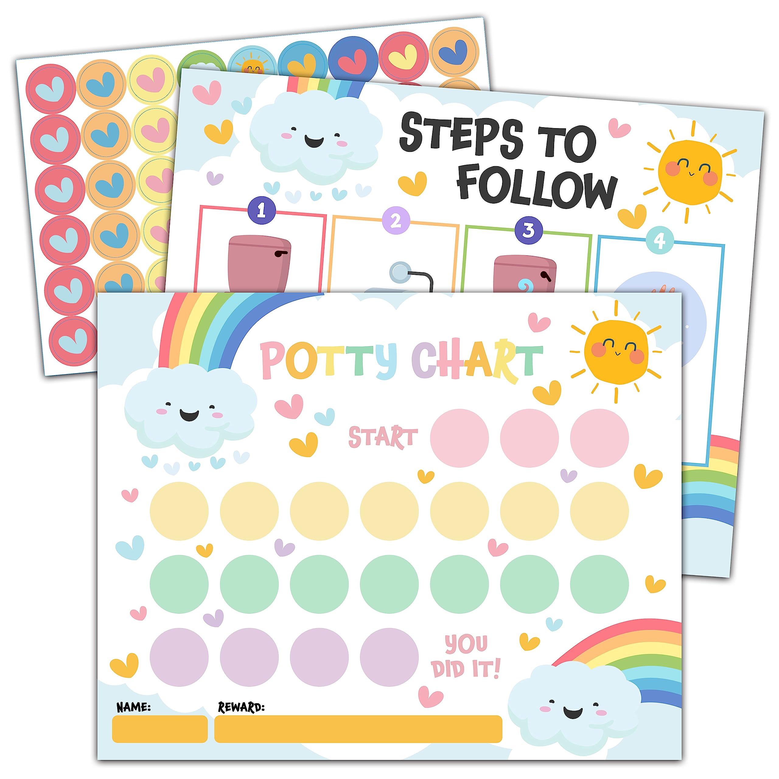 Amazon.com: Rainbow Potty Trainning Sticker Chart for Toddlers Boys ...