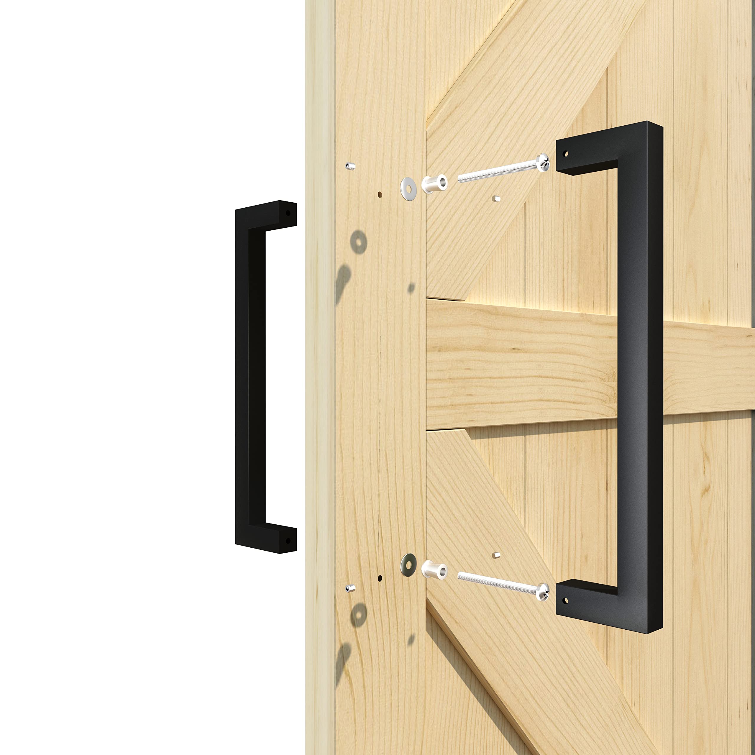 Buy JUBEST 12" Matte Black Sliding Barn Door Handle,Push Pull Bar ...