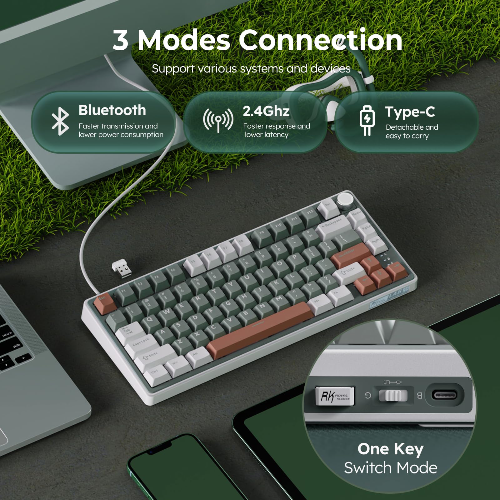 Snapklik.com : RK ROYAL KLUDGE R75 Wireless Mechanical Keyboard, 75% ...