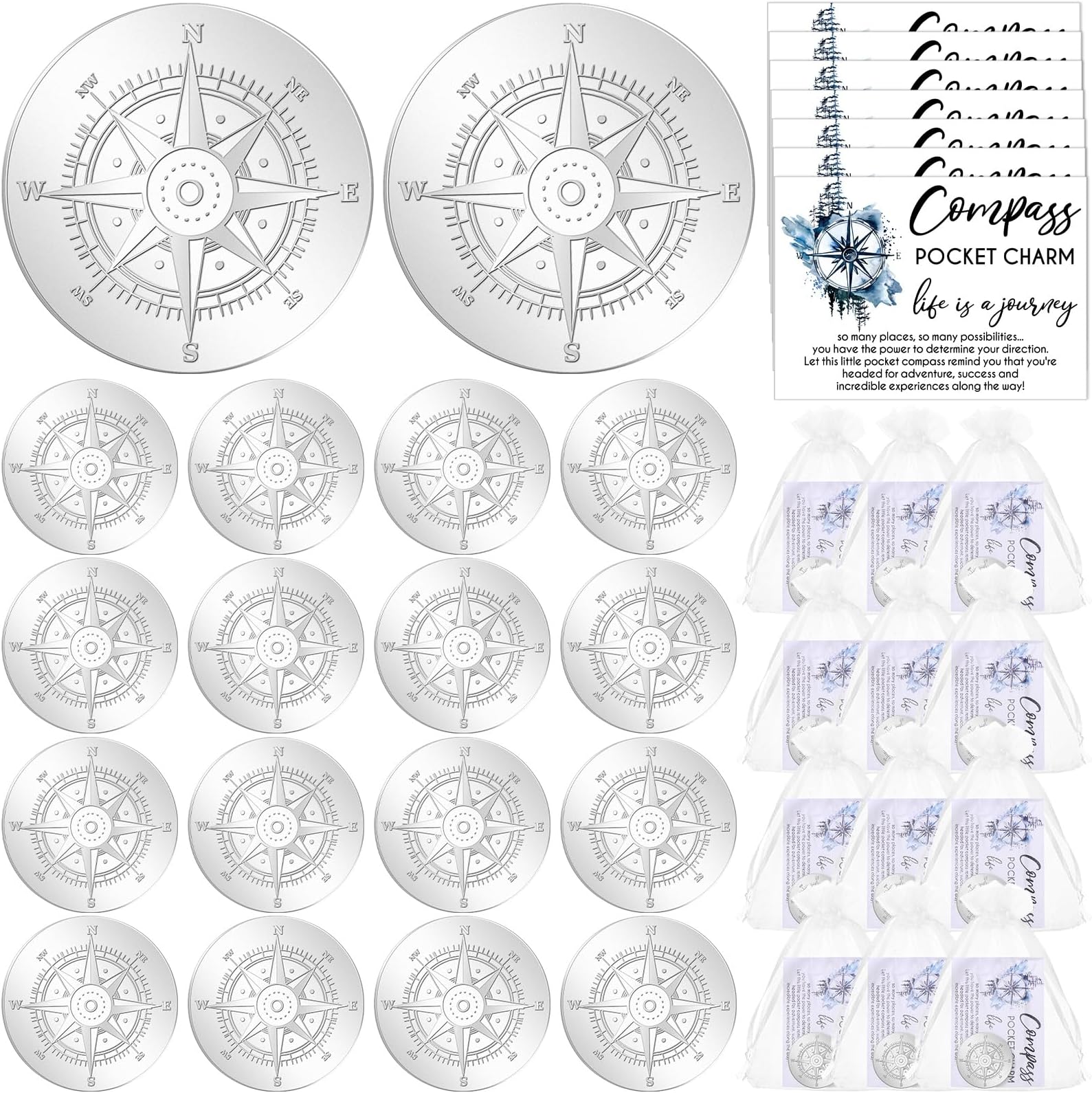 Amazon.com: Beeveer 50 Sets Compass Wedding Favors for Guests Bulk ...