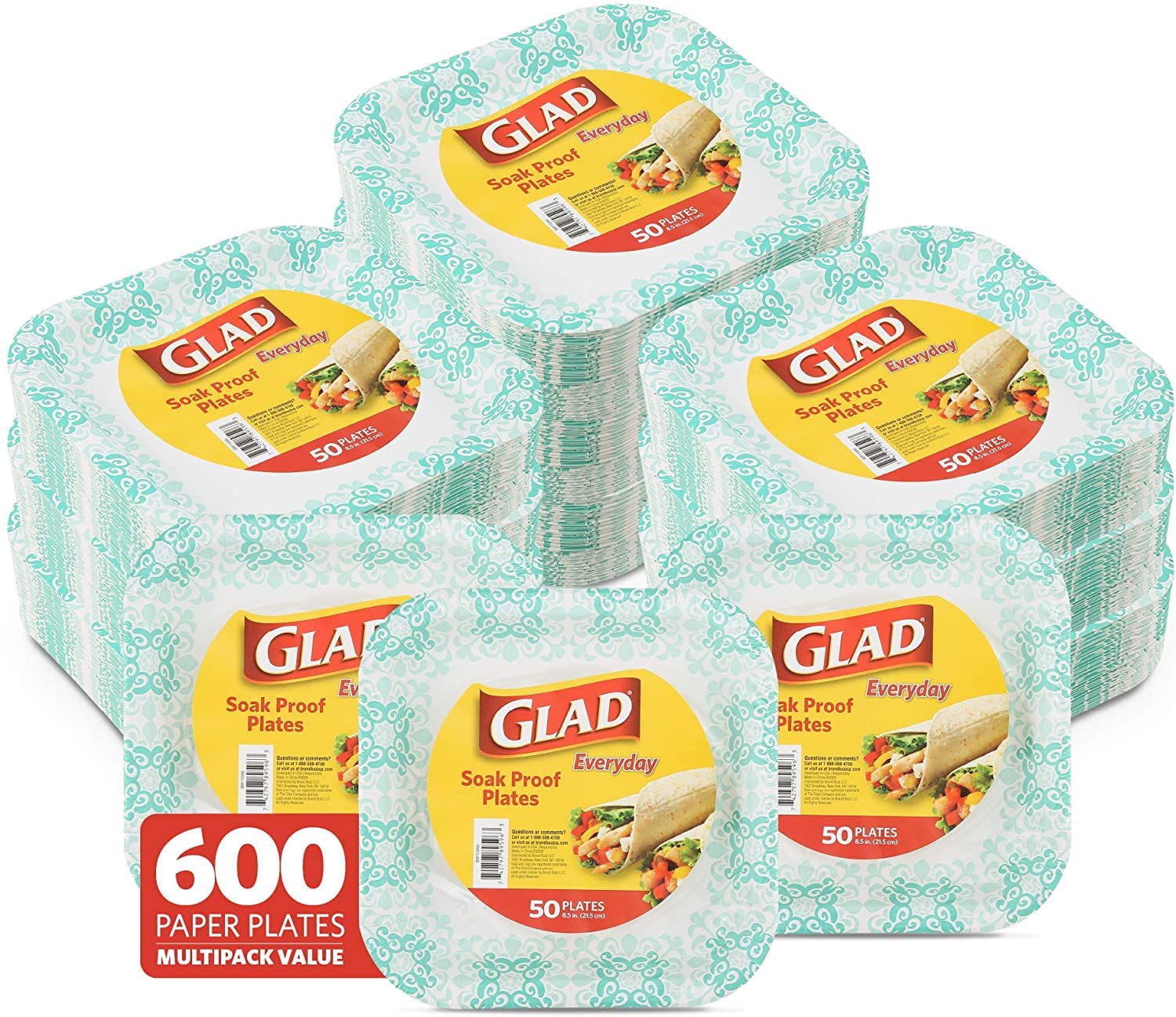 Snapklik.com : Glad Everyday Printed Disposable Paper Plates, Aqua ...