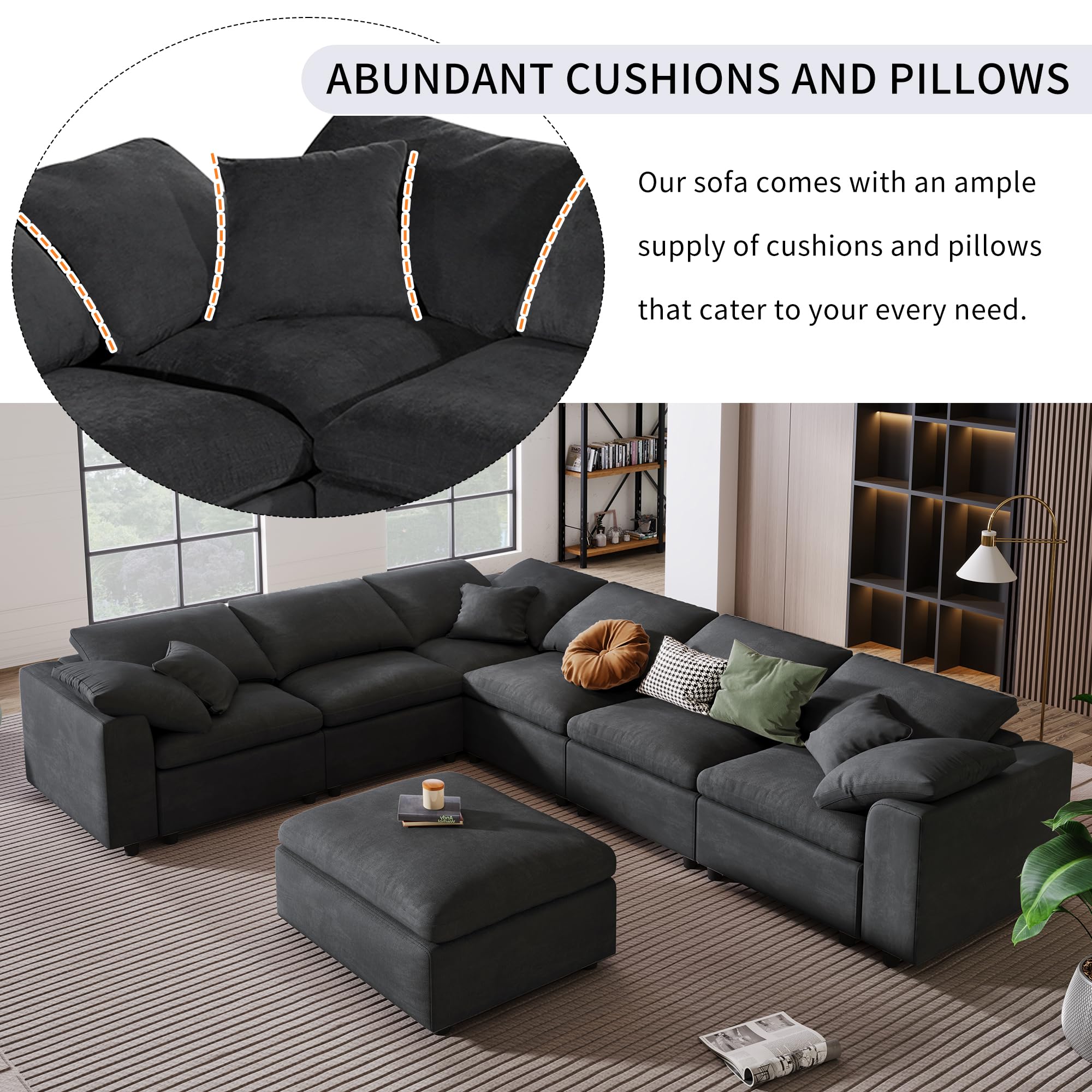 Reversible Modular Sectional Sofa with Large Chaise,DIY Combination ...