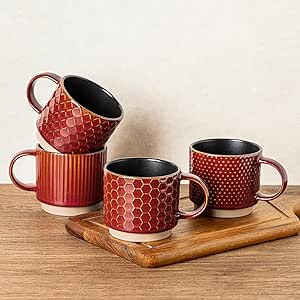 Amazon.com: GBHOME 12 OZ Stackable Coffee Mugs, Ceramic Coffee Cups ...