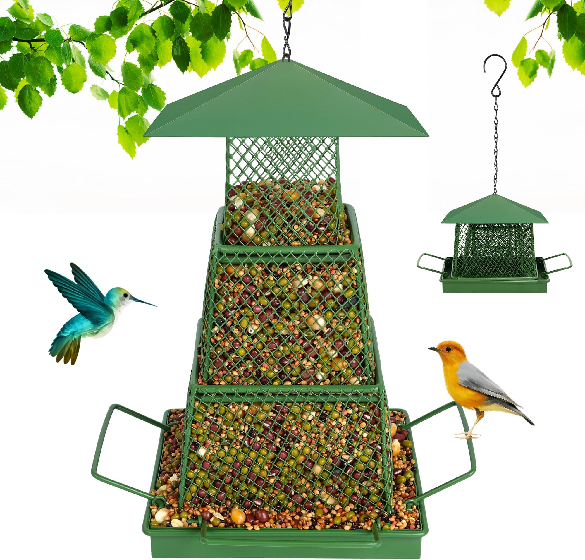 Amazon.com : Bird Feeder Station Kit 75" 4-Hook Deck Bird Feeder Pole ...