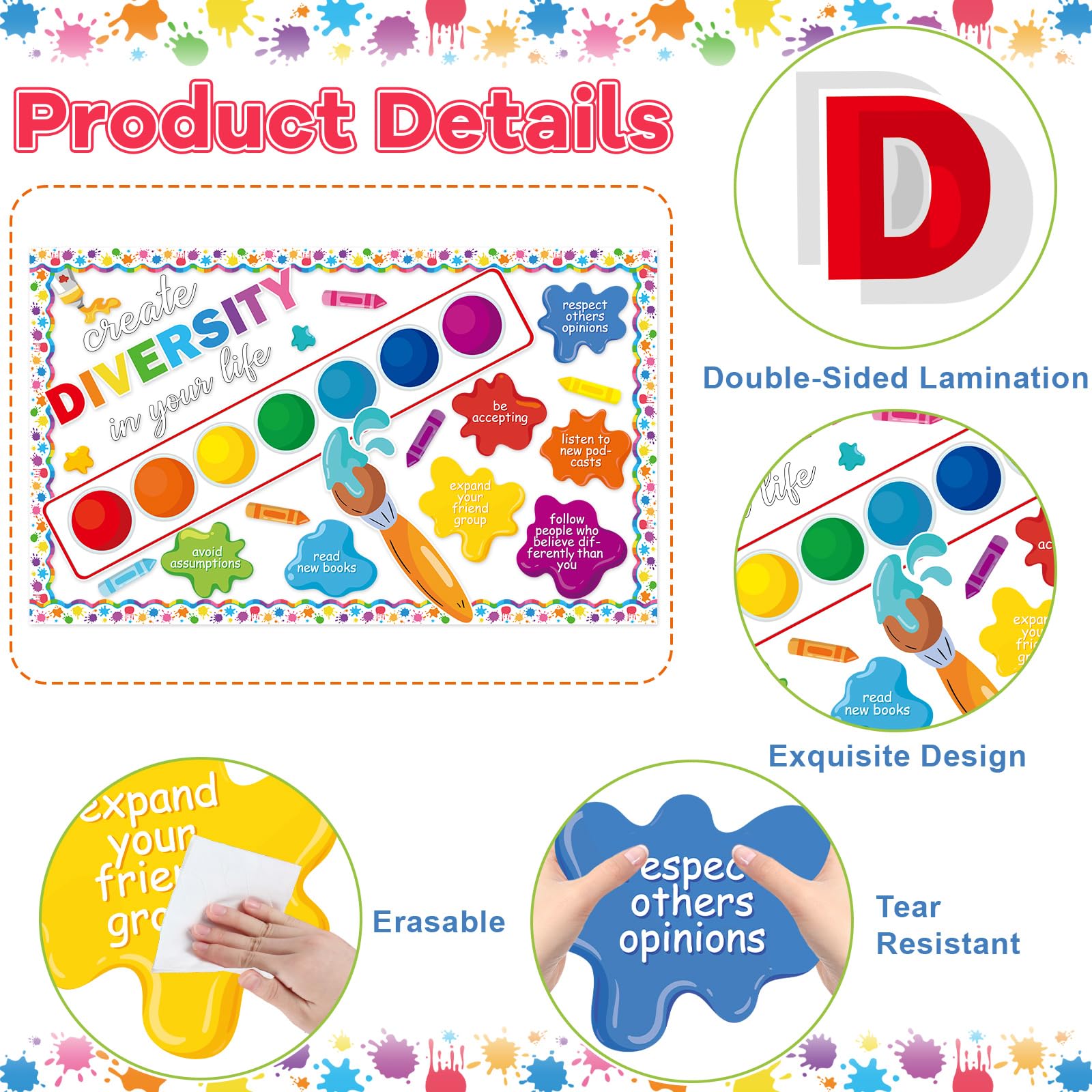 Snapklik.com : Art Paint Splatter Bulletin Board Set Colorful Back To ...