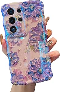 Amazon.com: XIZYO Case for Samsung Galaxy S24 Ultra, Colorful Retro Oil Painting Flower Cute ...