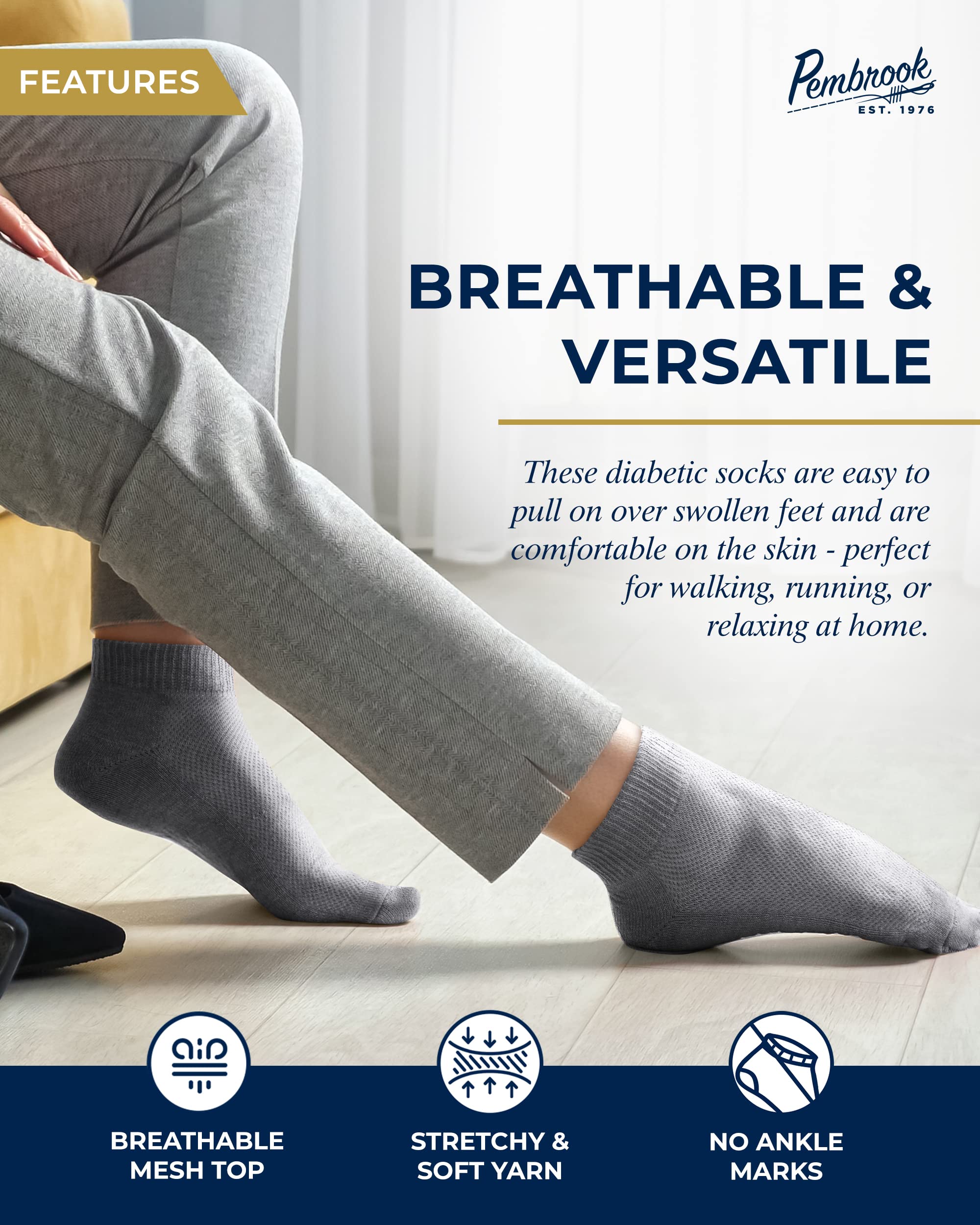 Snapklik.com : Pembrook Diabetic Ankle Socks For Men And Women