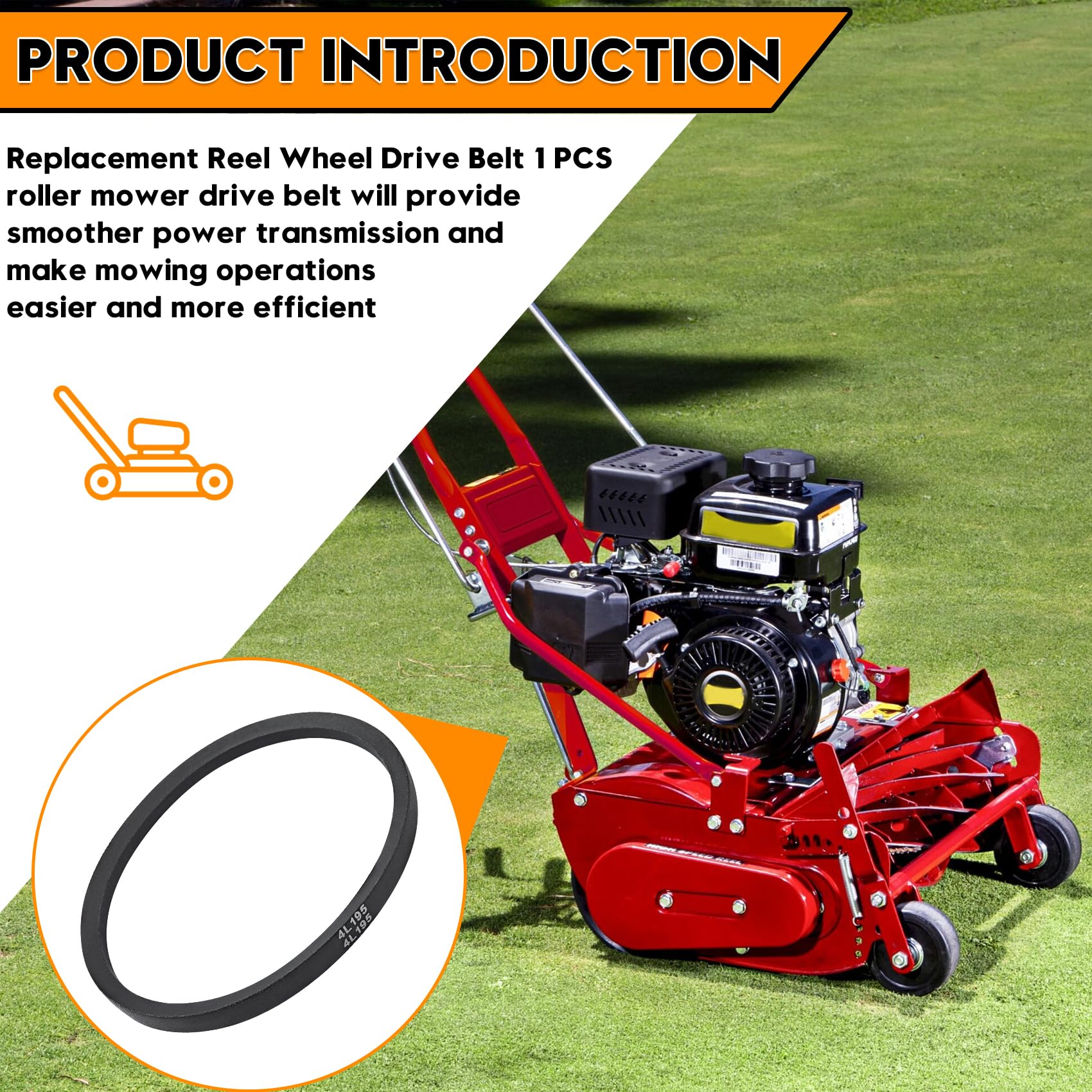 Snapklik.com : 1060 4L195 Reel Mower Drive Belt Compatible