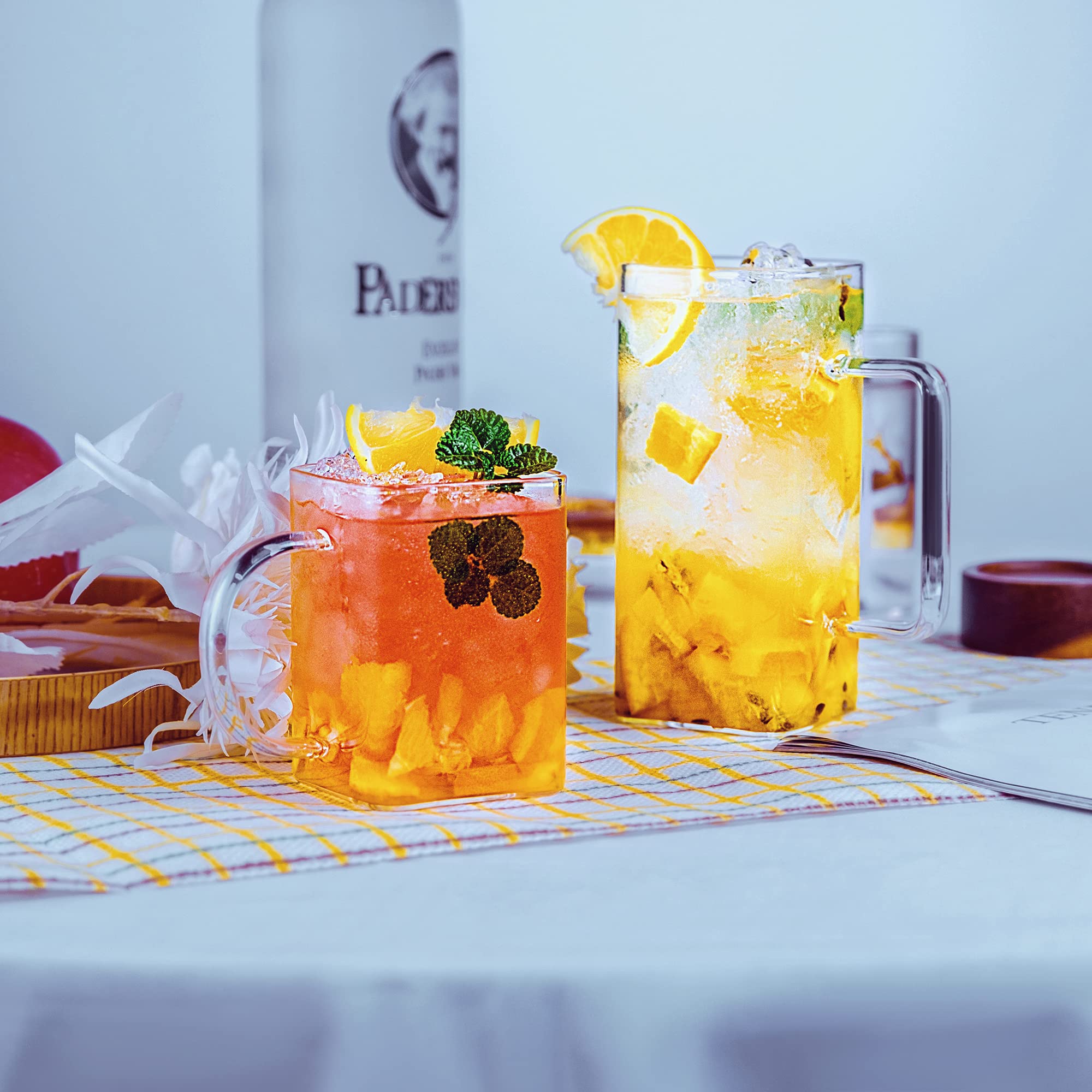 Snapklik.com : Thin Square Drinking Glass 8oz,Set Of 4 Highball Glasses