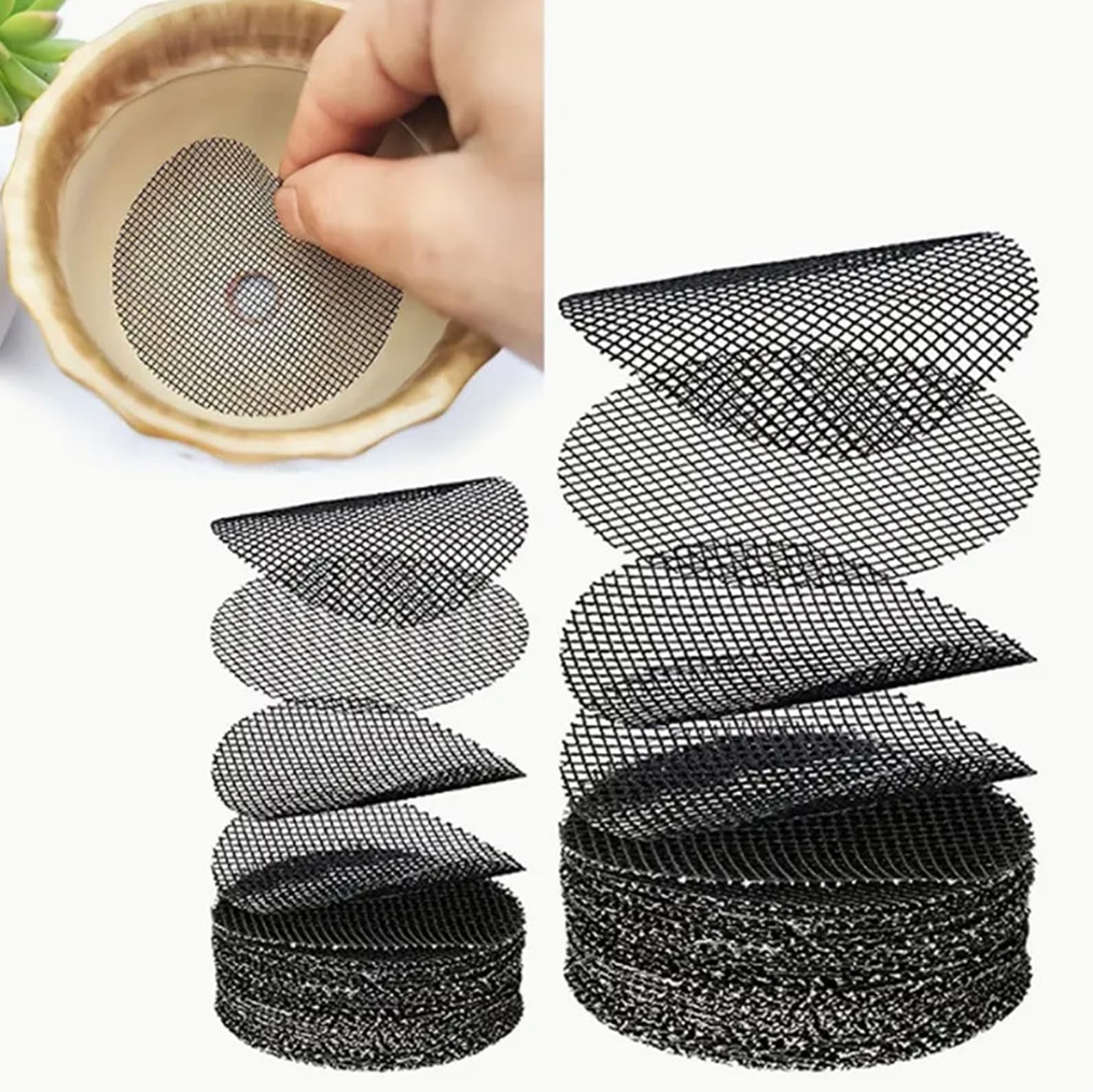 Garden Drainage Mesh, 4.5cm Flower Pot Hole Mesh Pad, 10 Pcs Round Pot ...