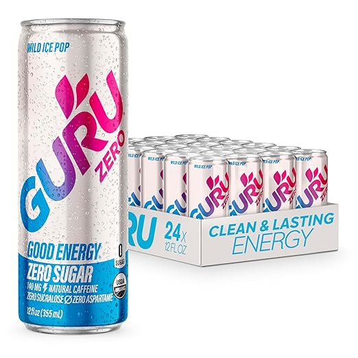 Amazon.com : GURU ZERO SUGAR Wild Ice Pop Organic Energy Drinks, Clean ...