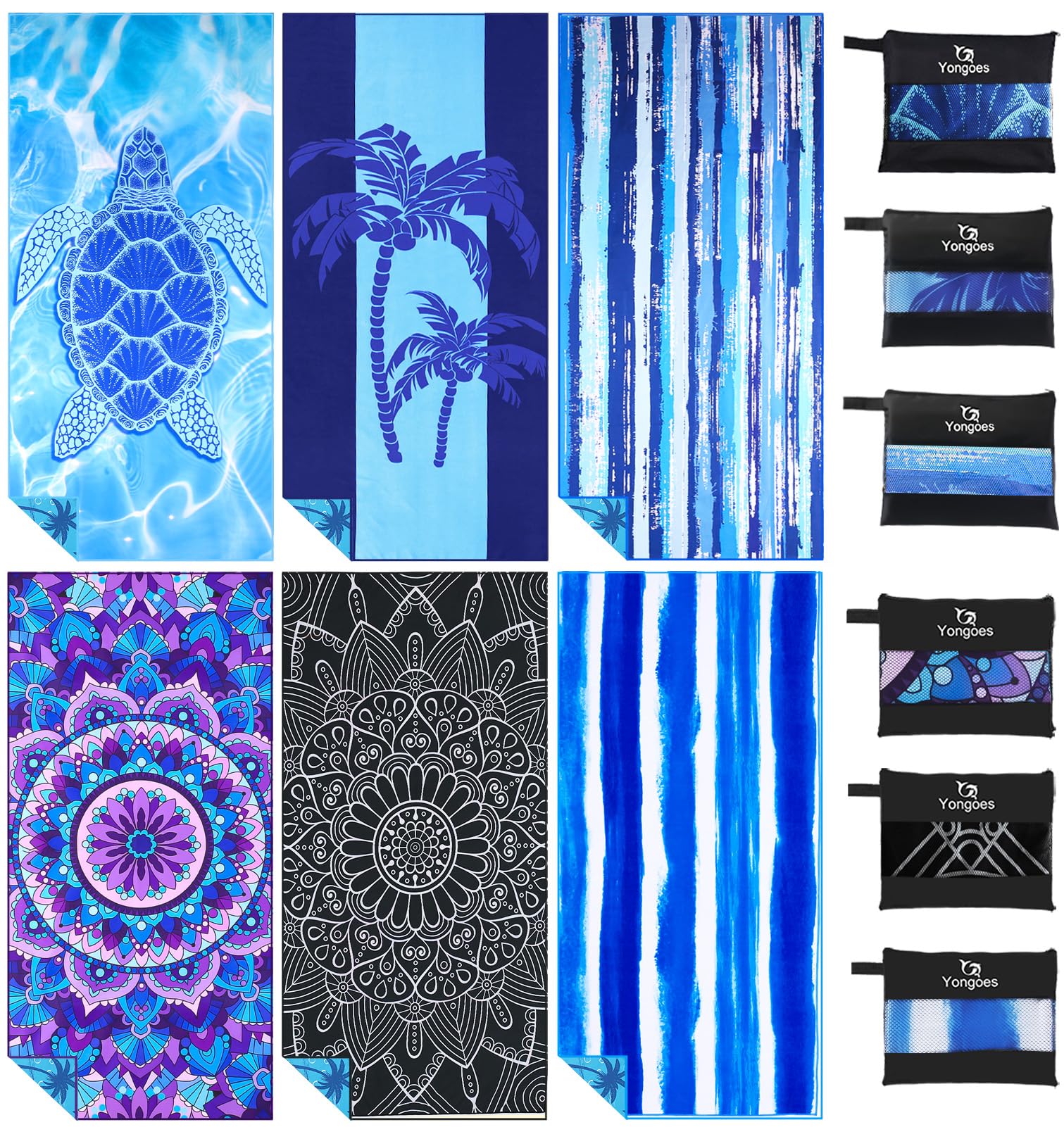 Amazon.com: 6 Pack Microfiber Lightweight Thin Beach Towel Sand Free ...