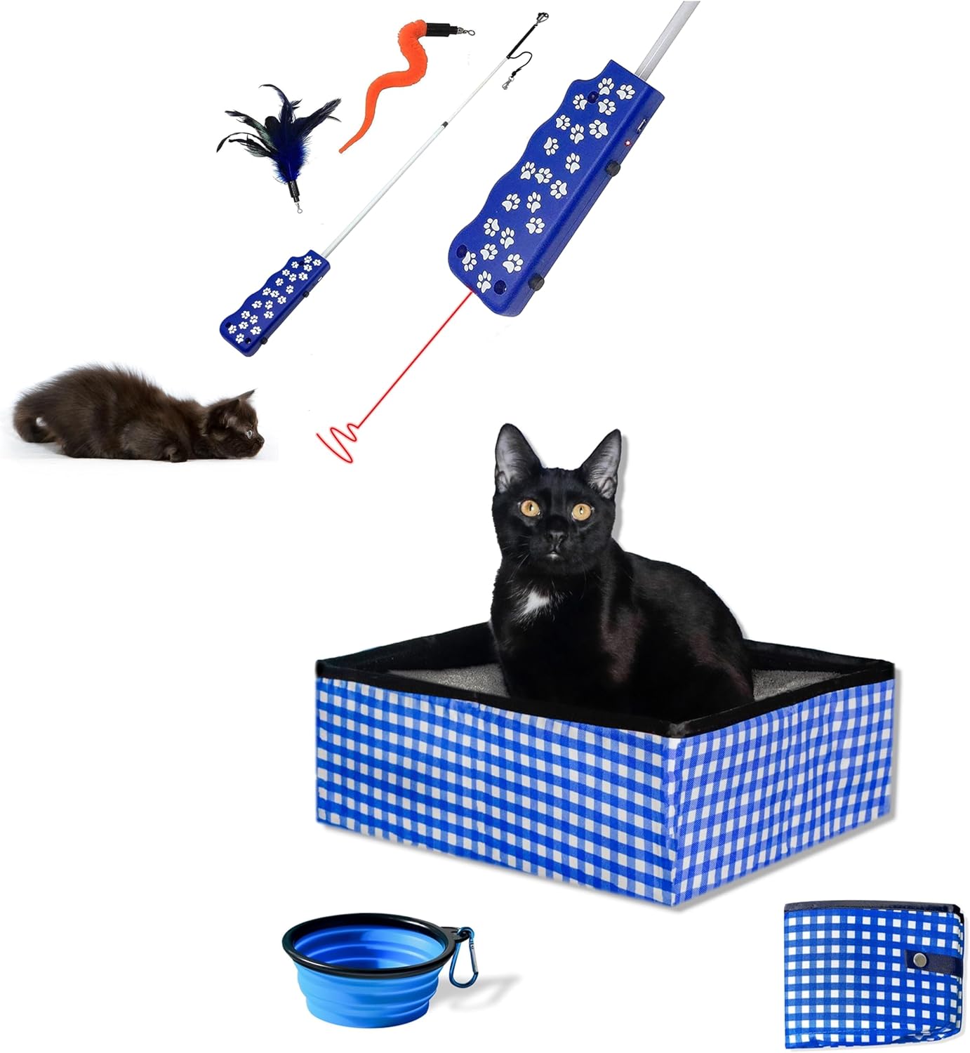 Amazon.com : Portable Foldable Cat Travel Litter Box (Blue ...