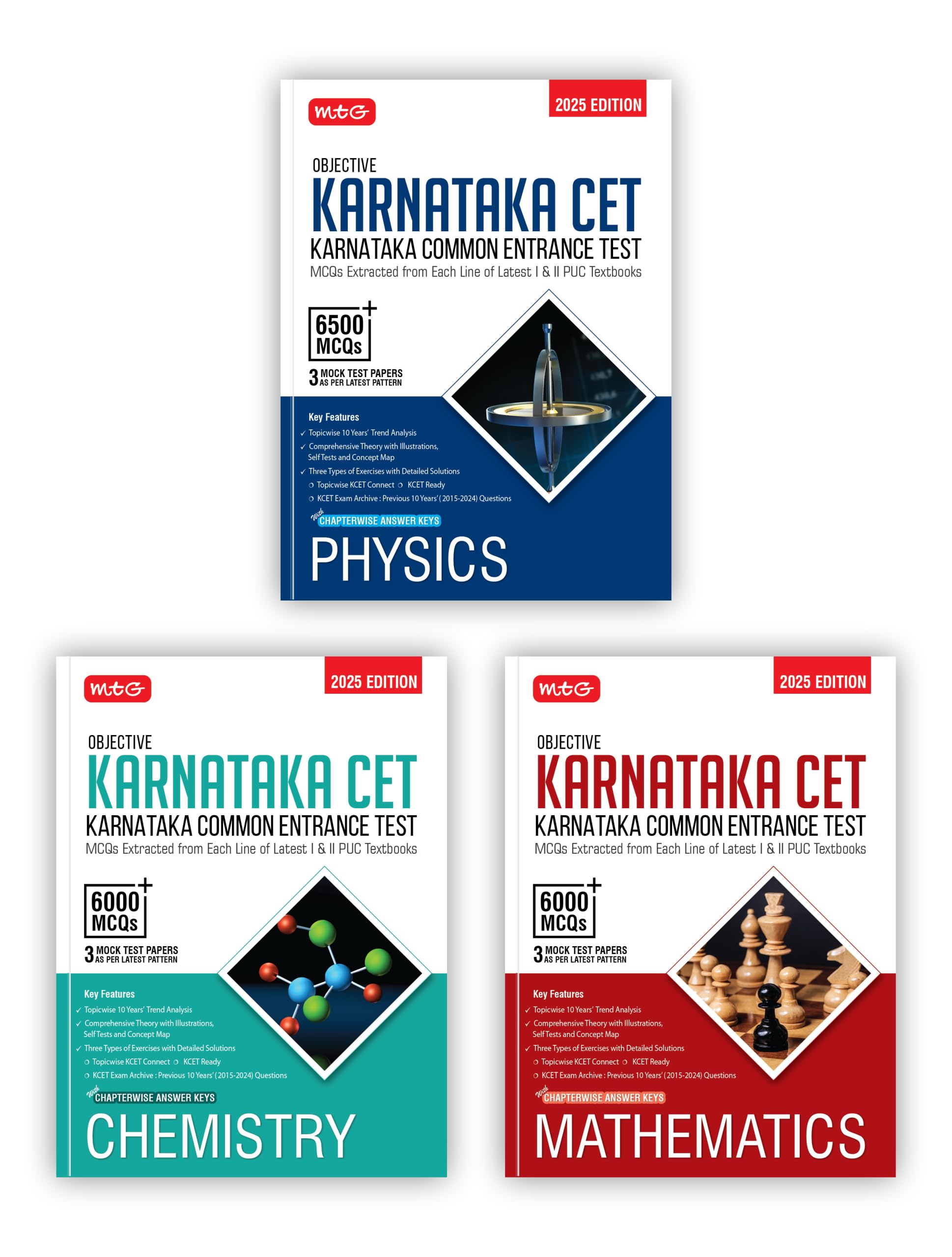 MTG Objective Karnataka CET Physics, Chemistry & Mathematics For 2025 ...