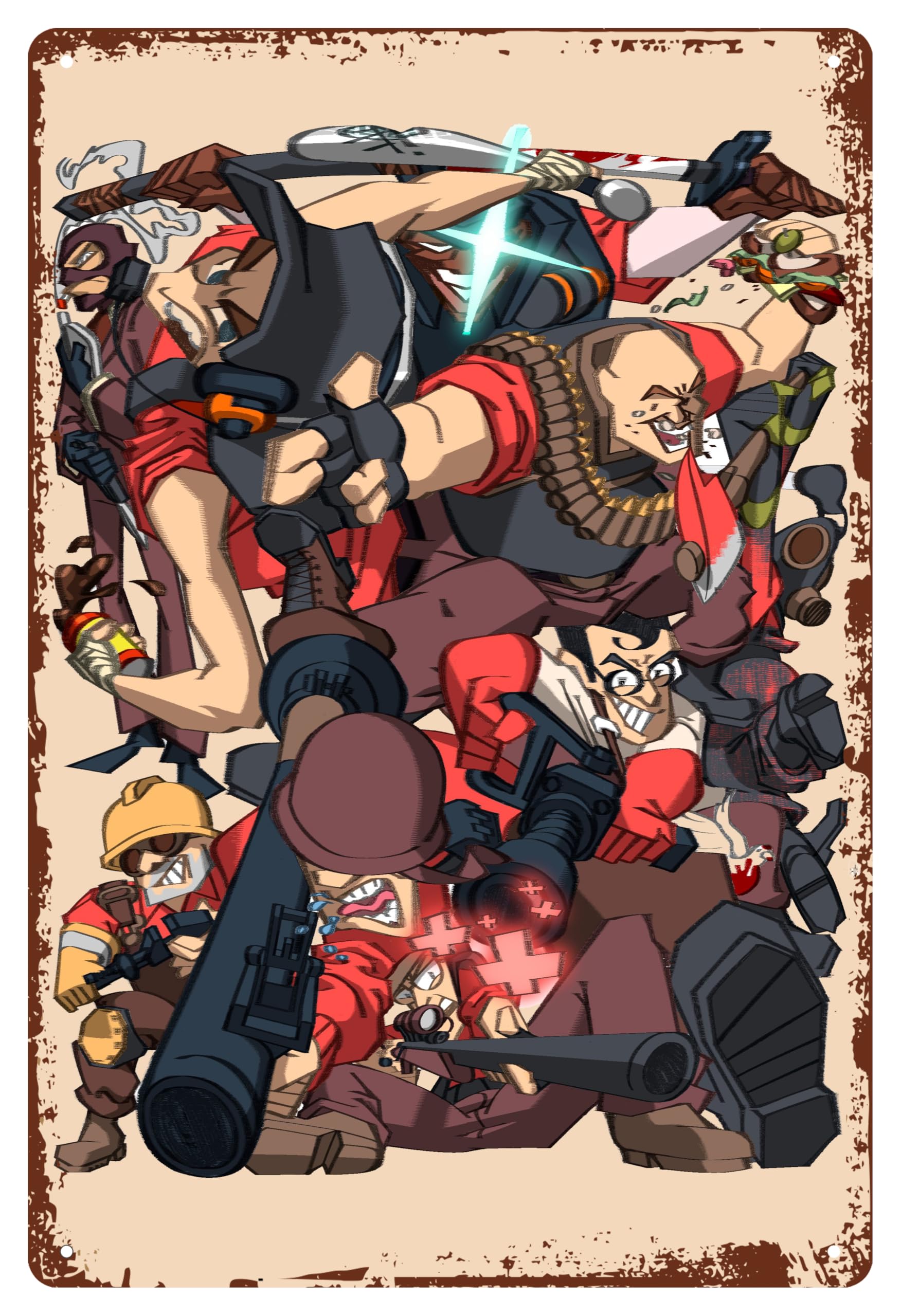 Amazon.com: JIOBEATS Team Game Fortress 2 Video Game TF2 Metal Tin Sign ...