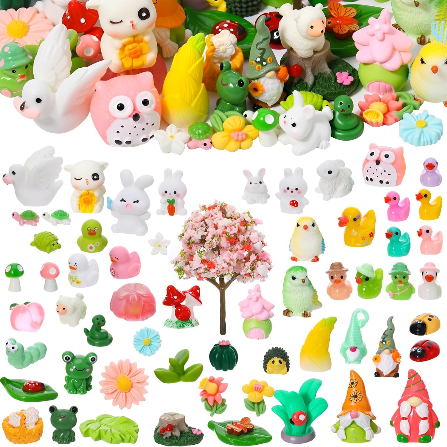 Amazon.com: GGSTDDUP 60 Pcs Spring Mini Resin Figurines Tiny Resin ...